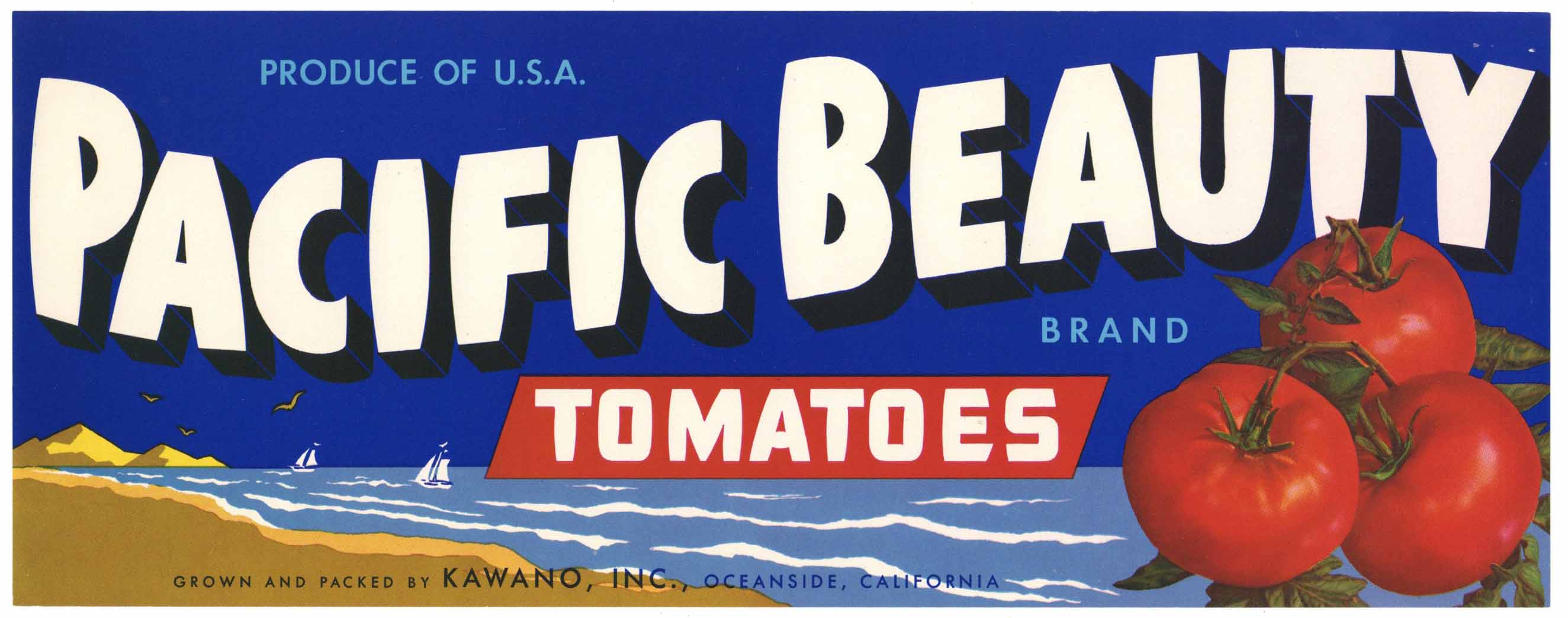 Pacific Beauty Brand Vintage Oceanside California Tomato Crate Label ...