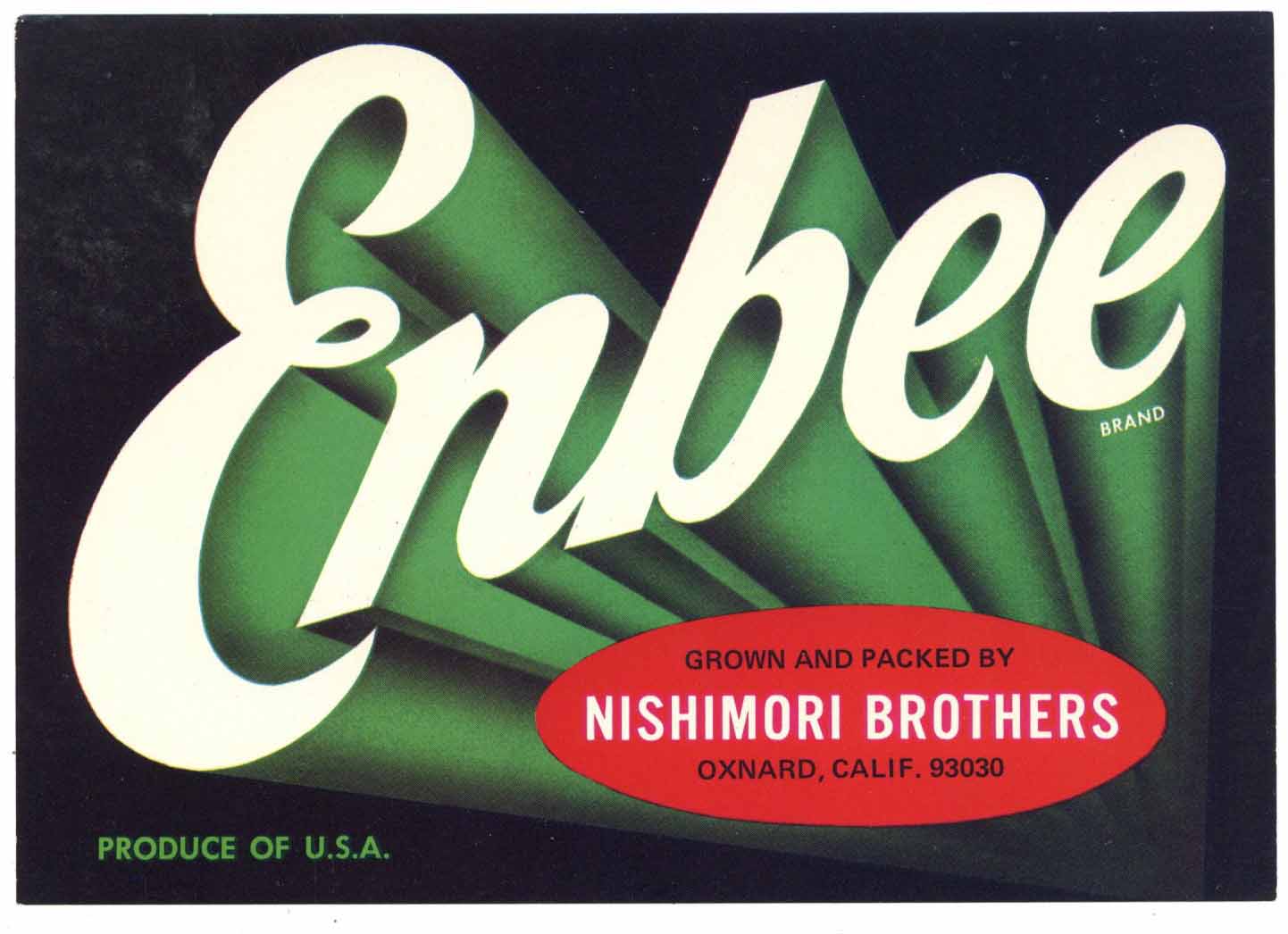 Enbee Brand Vintage Oxnard California Vegetable Crate Label – thelabelman