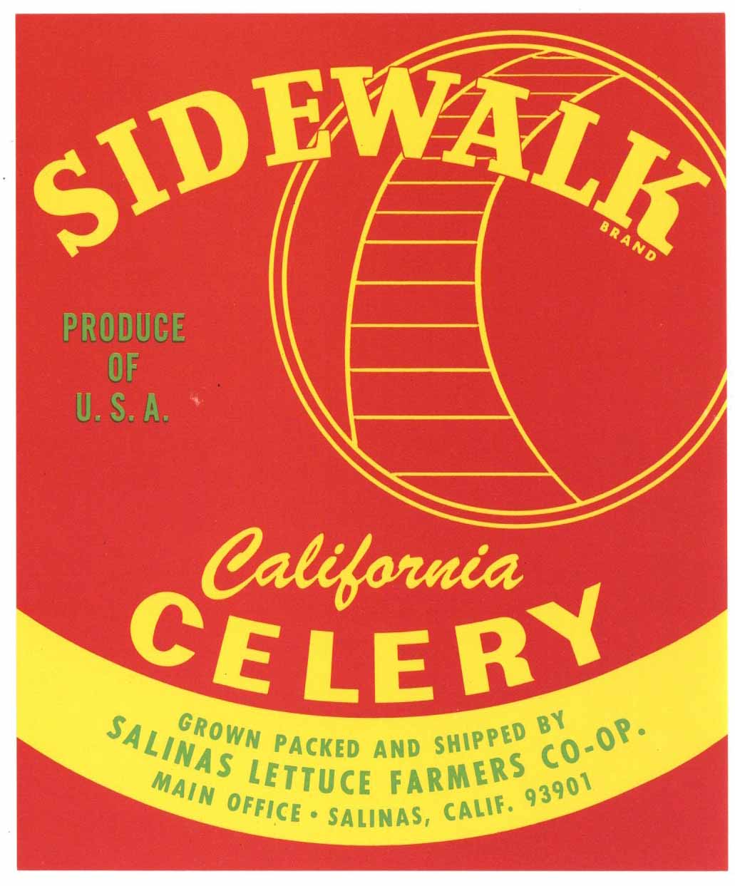 Sidewalk Brand Vintage Salinas California Celery Crate Label – thelabelman