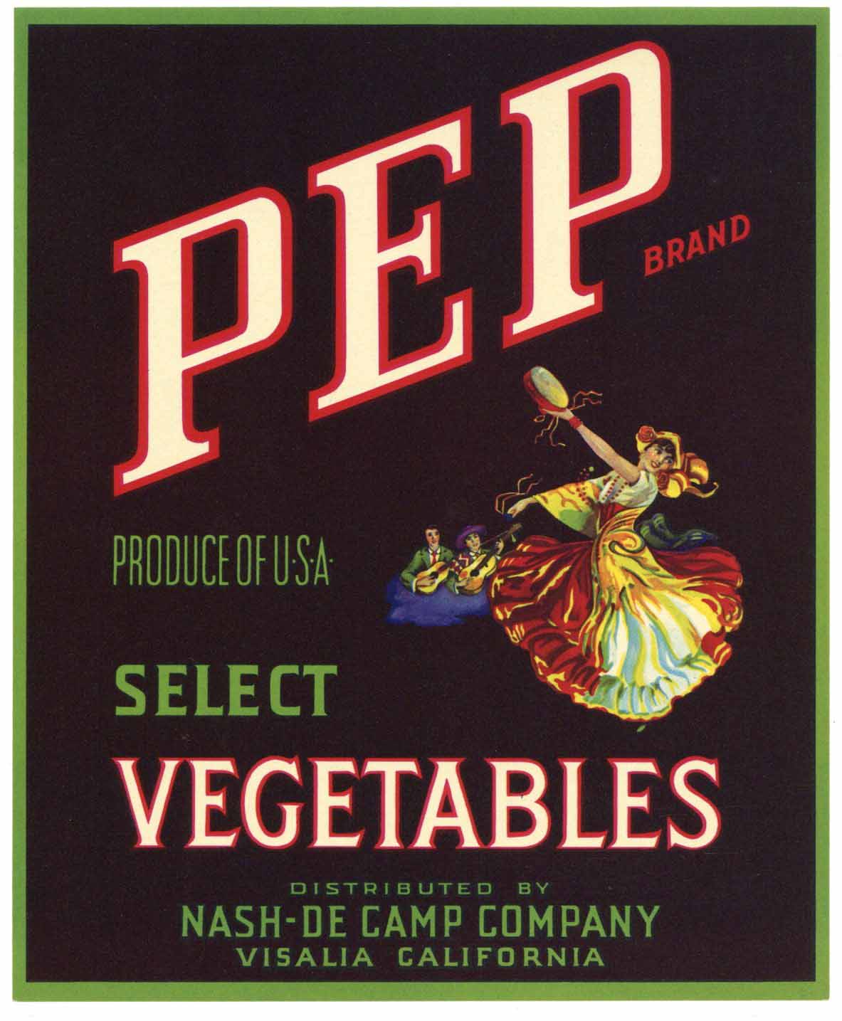 Pep Brand Vintage Visalia California Vegetable Crate Label – thelabelman