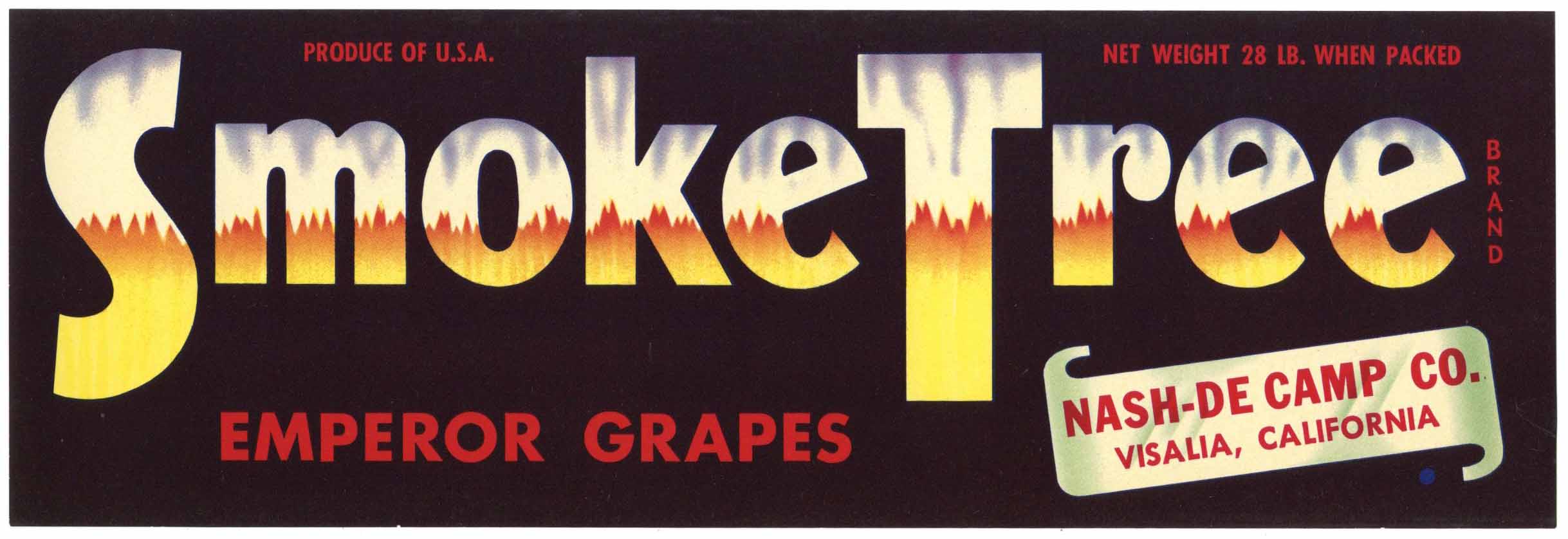 Smoke Tree Brand Vintage Visalia California Grape Crate Label – thelabelman