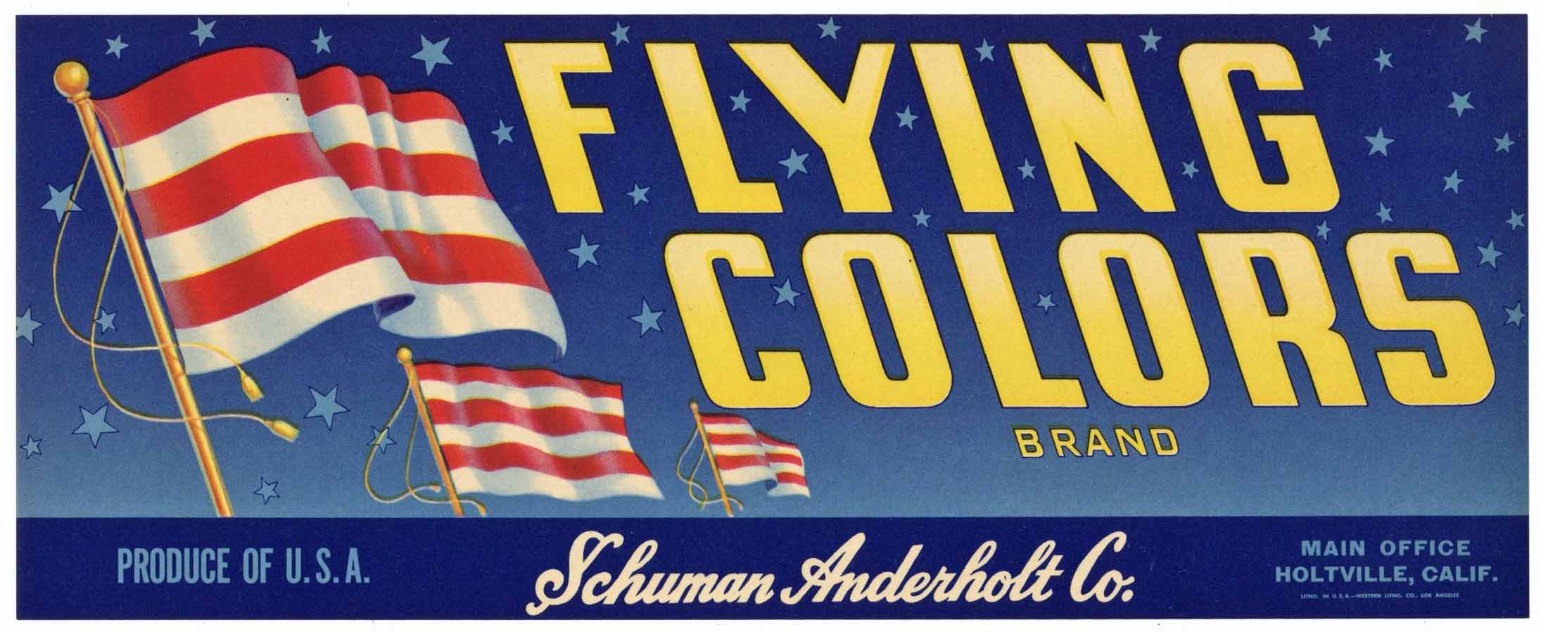 Flying Colors Brand Vintage Holtville California Produce Crate Label ...