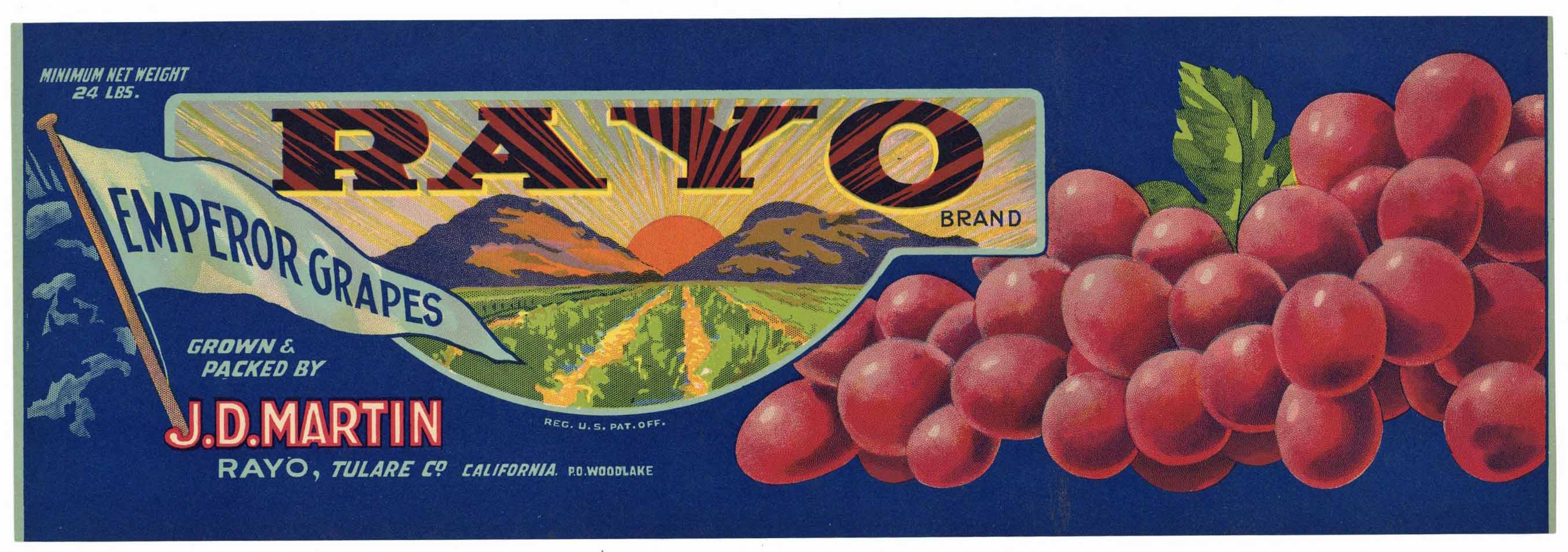 Rayo Brand Vintage California Grape Crate Label, Emperor, early ...
