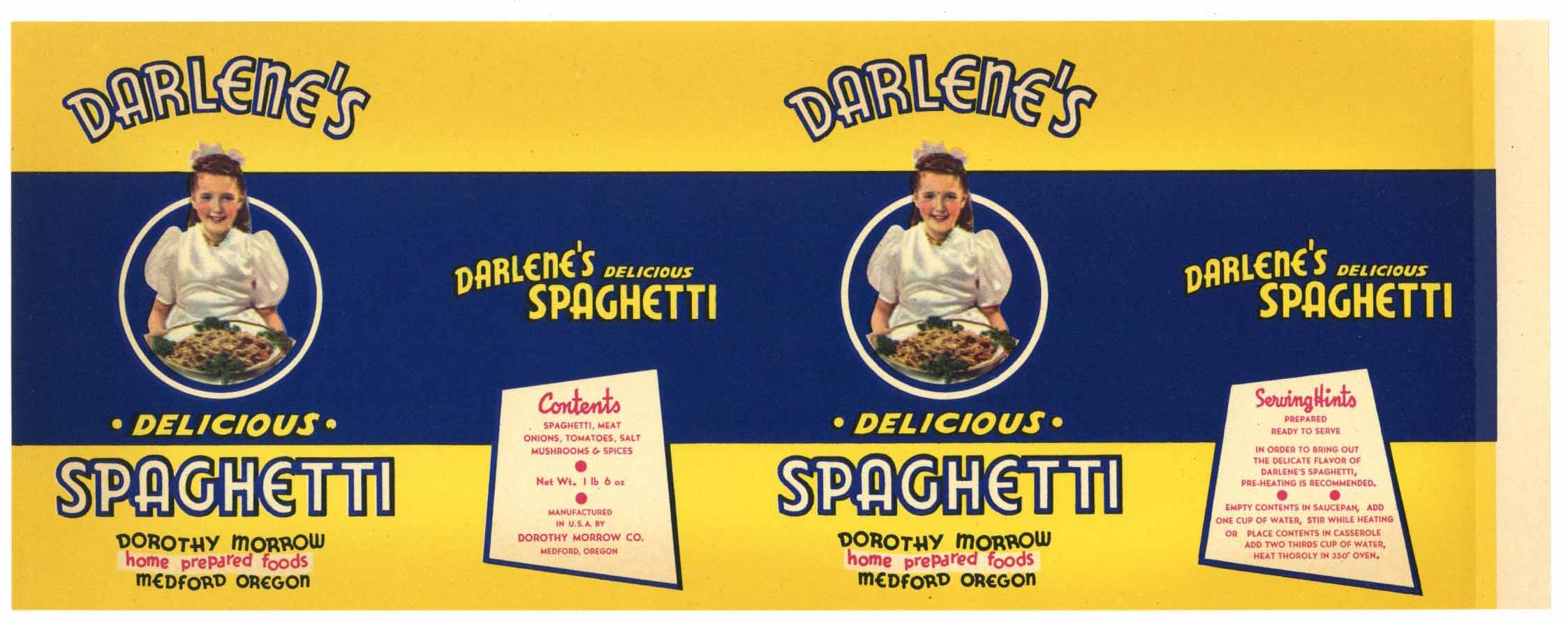 Darlene's Brand Vintage Medford Oregon Spaghetti Can Label – thelabelman