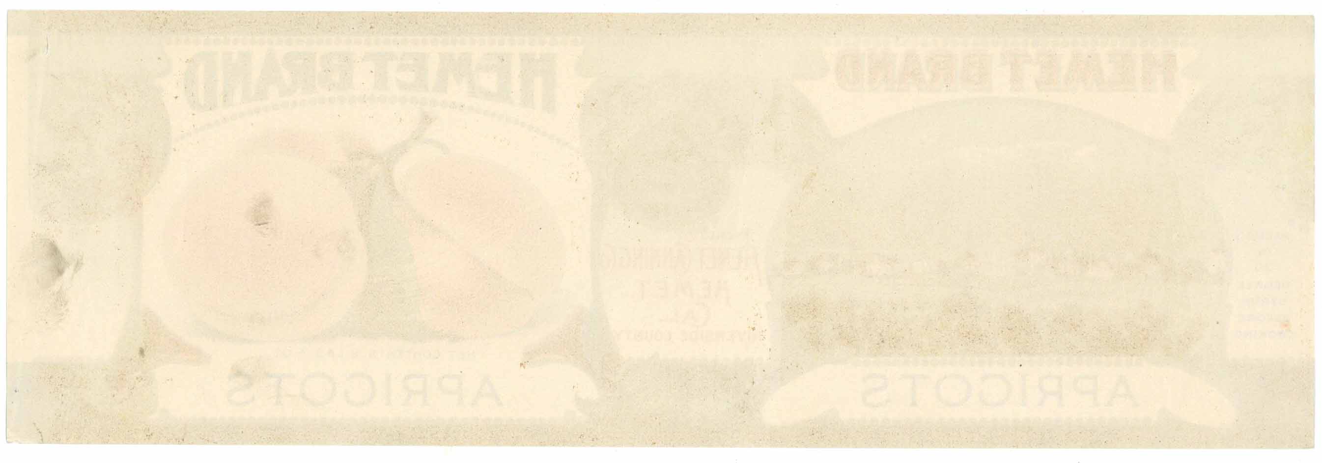 Hemet Brand Vintage Riverside County Apricot Can Label – thelabelman