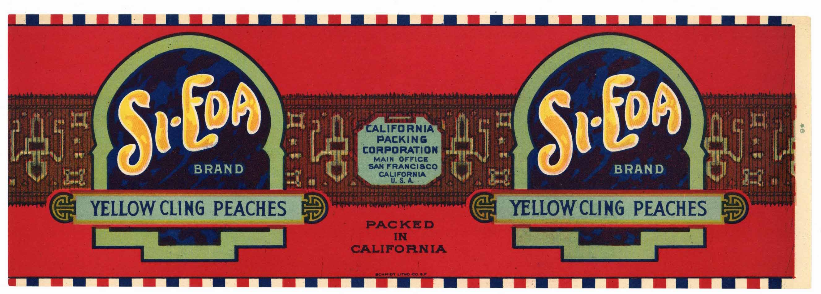 Si-Eda Brand Vintage Yellow Cling Peaches Can Label – thelabelman