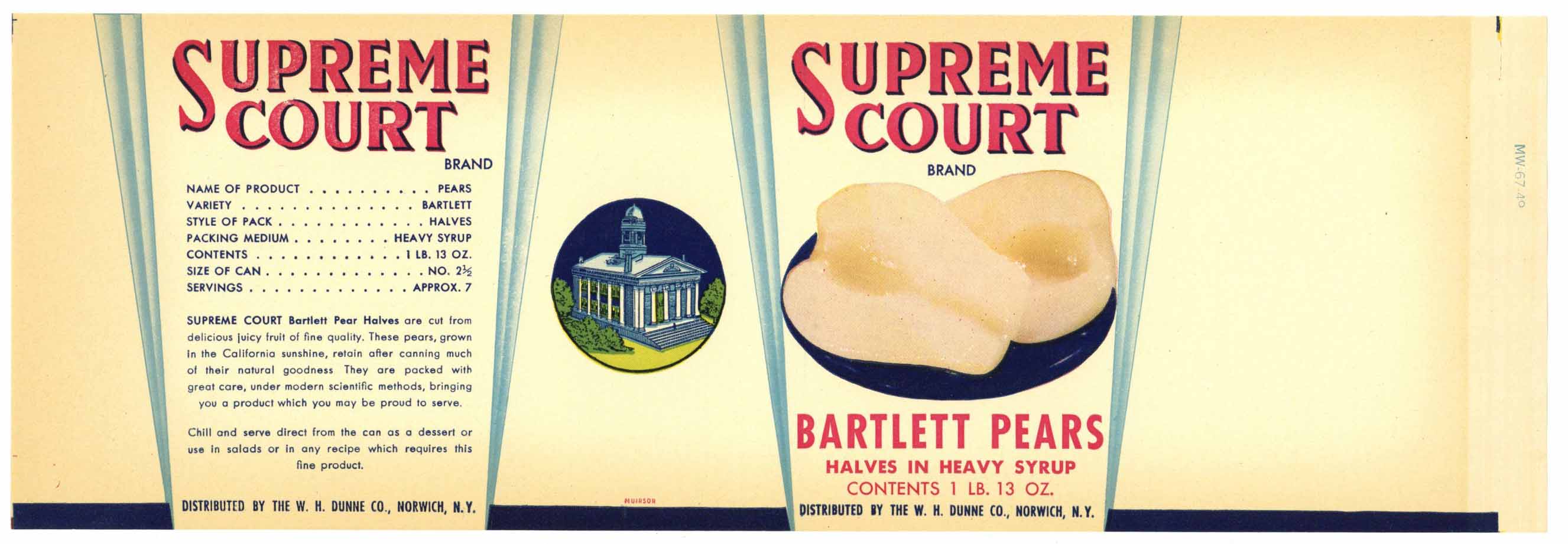 Supreme Court Brand Vintage Norwich New York Pear Can Label – thelabelman