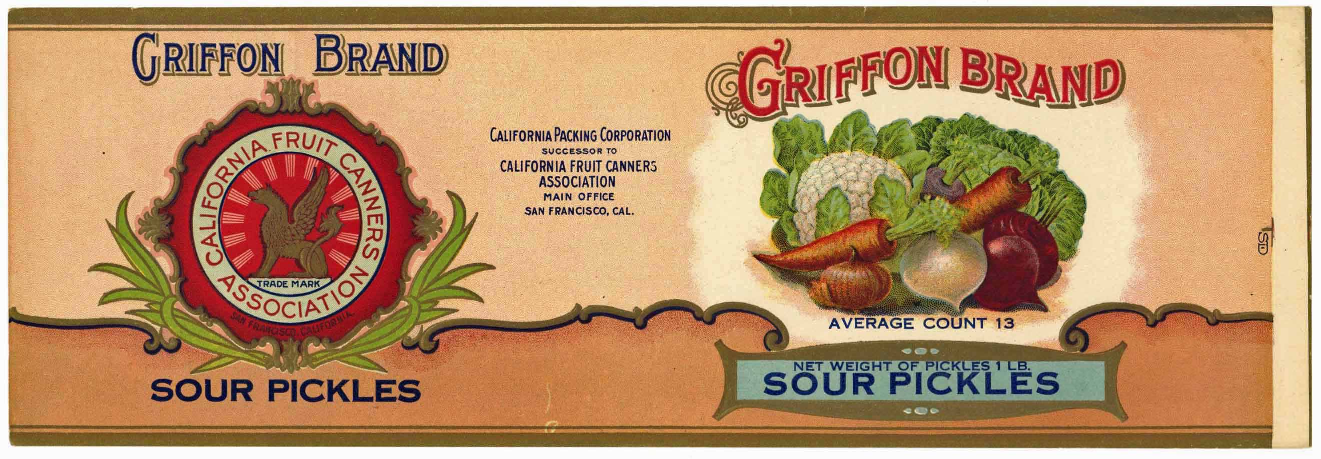Griffon Brand Vintage Sour Pickles Can Label – thelabelman