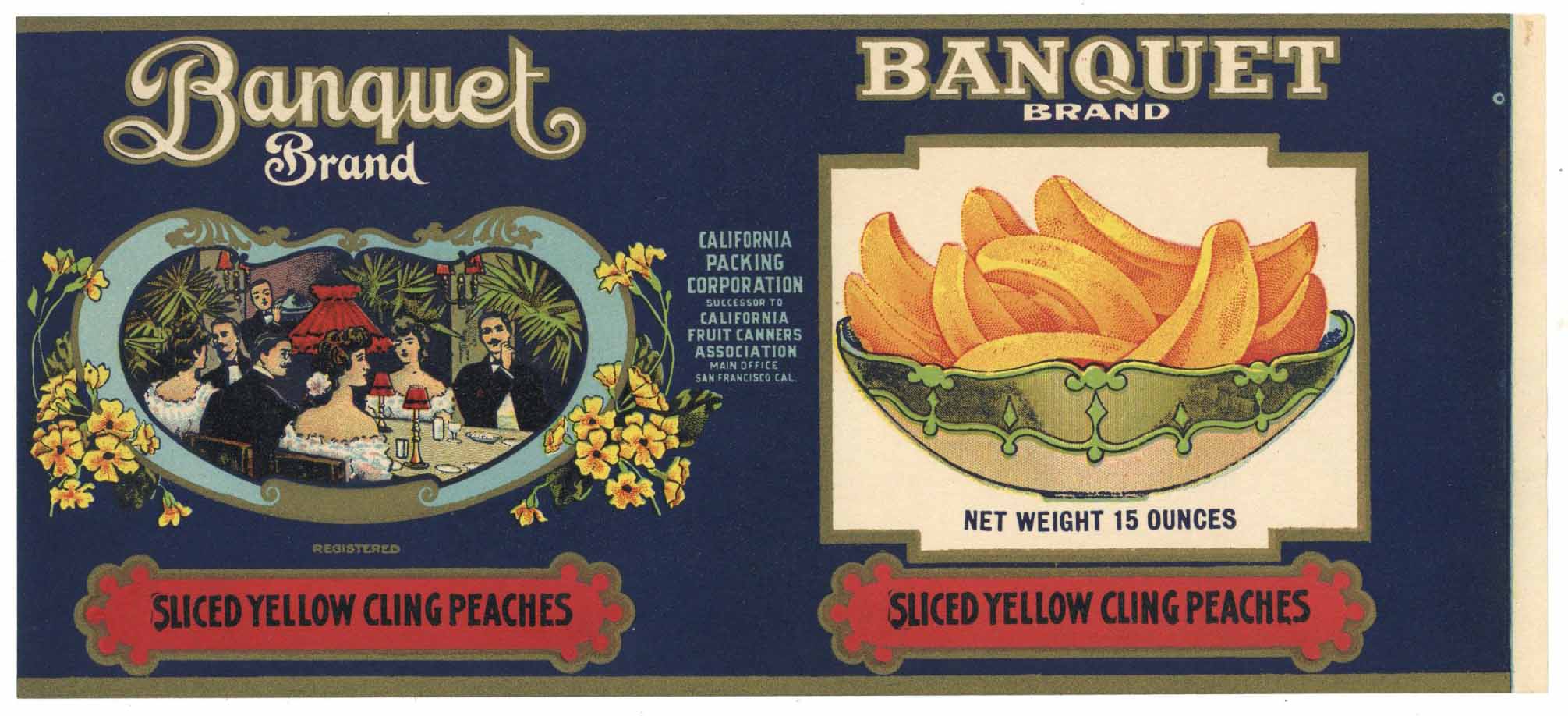 Banquet Brand Vintage Sliced Yellow Peaches Can Label, S – thelabelman