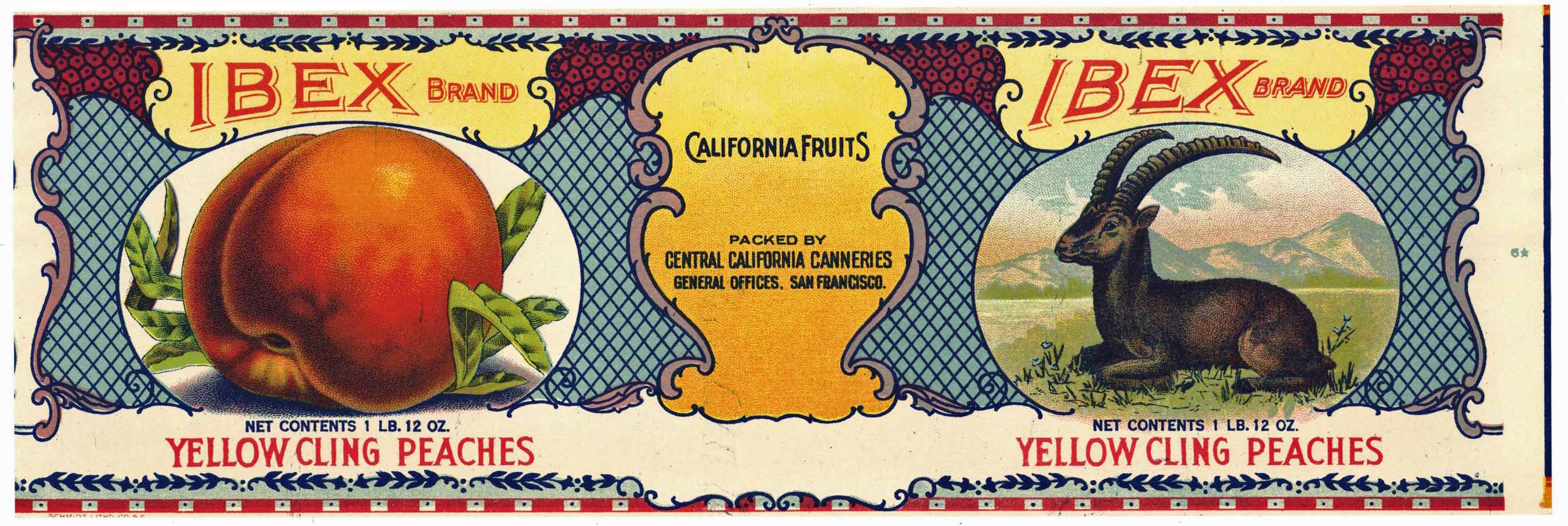 Ibex Brand Vintage California Peach Can Label – thelabelman