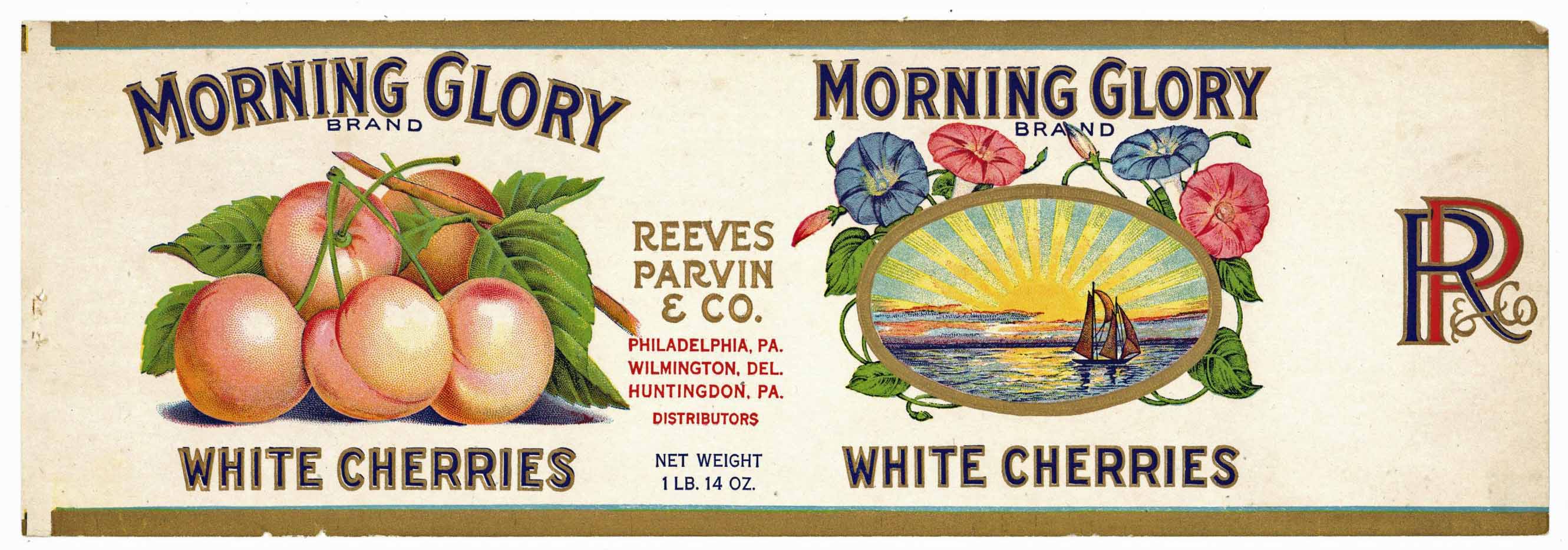 Morning Glory Brand Vintage White Cherries Can Label – thelabelman