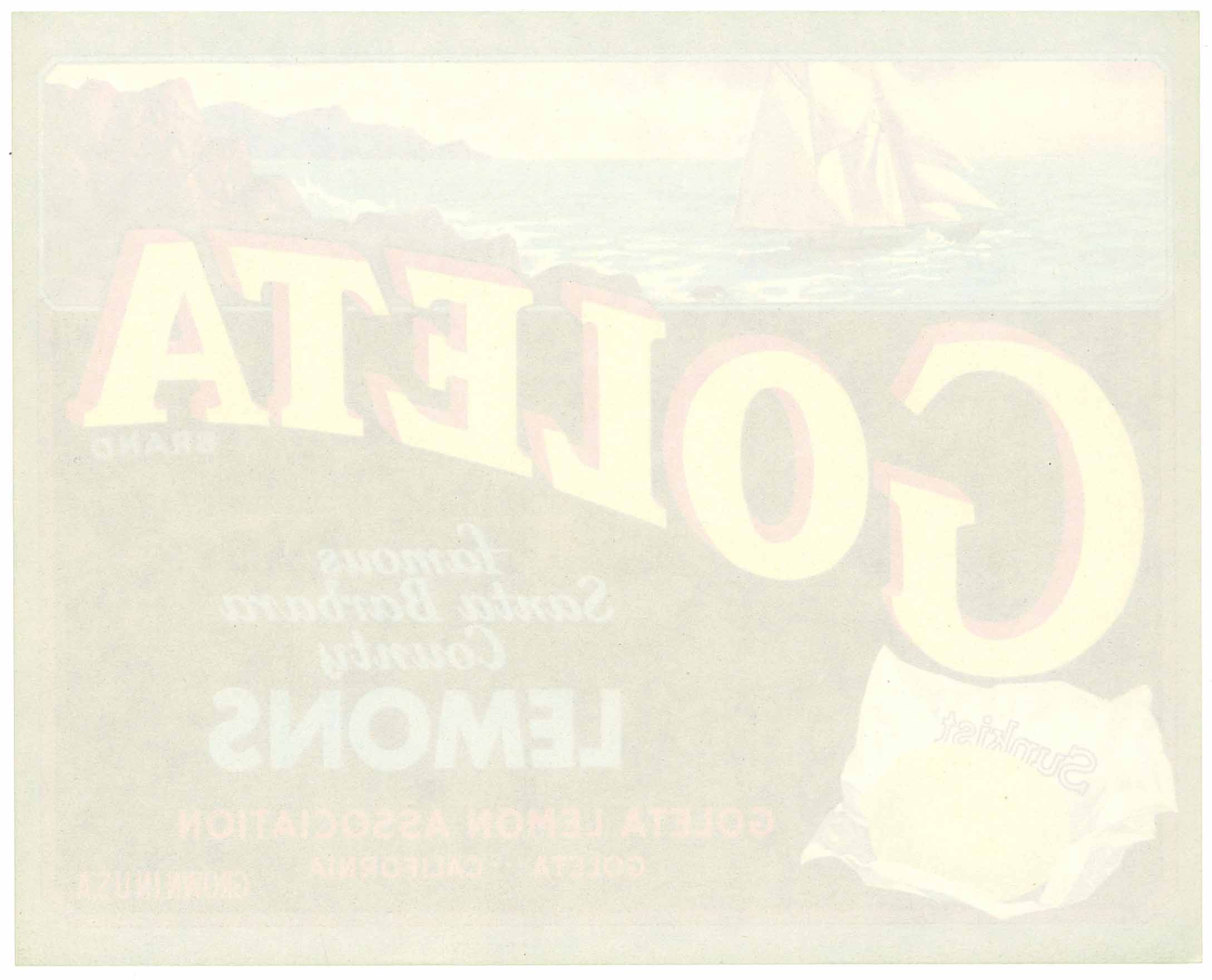 Goleta Brand Vintage Santa Barbara County Lemon Crate Label, shorter ...