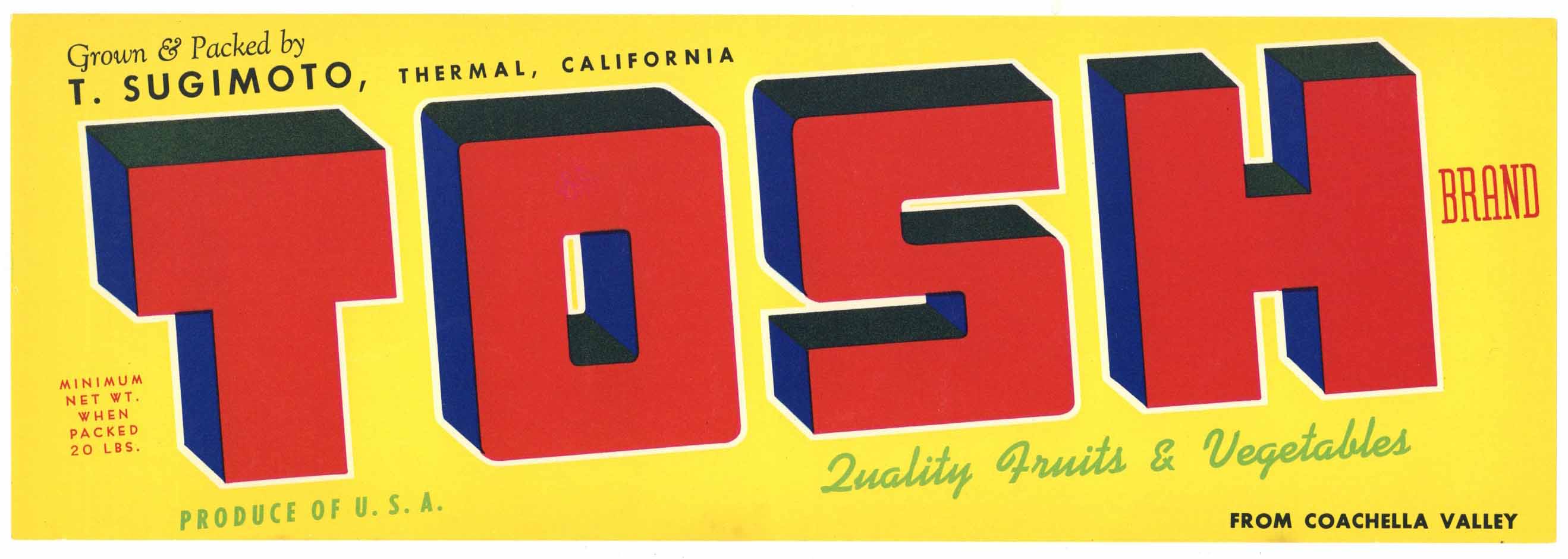 Tosh Brand Vintage Thermal California Produce Crate Label – thelabelman