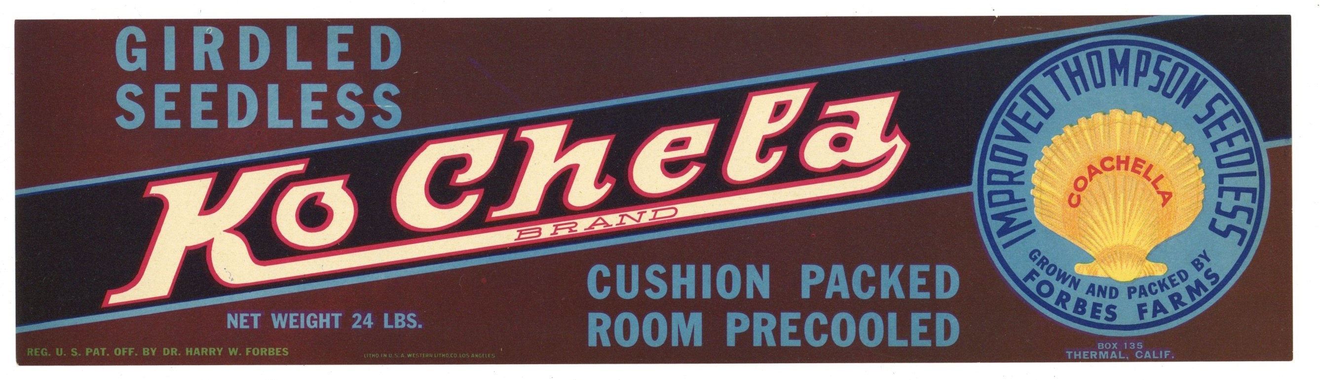 Ko Chela Brand Coachella Valley California Grape Crate Label – thelabelman