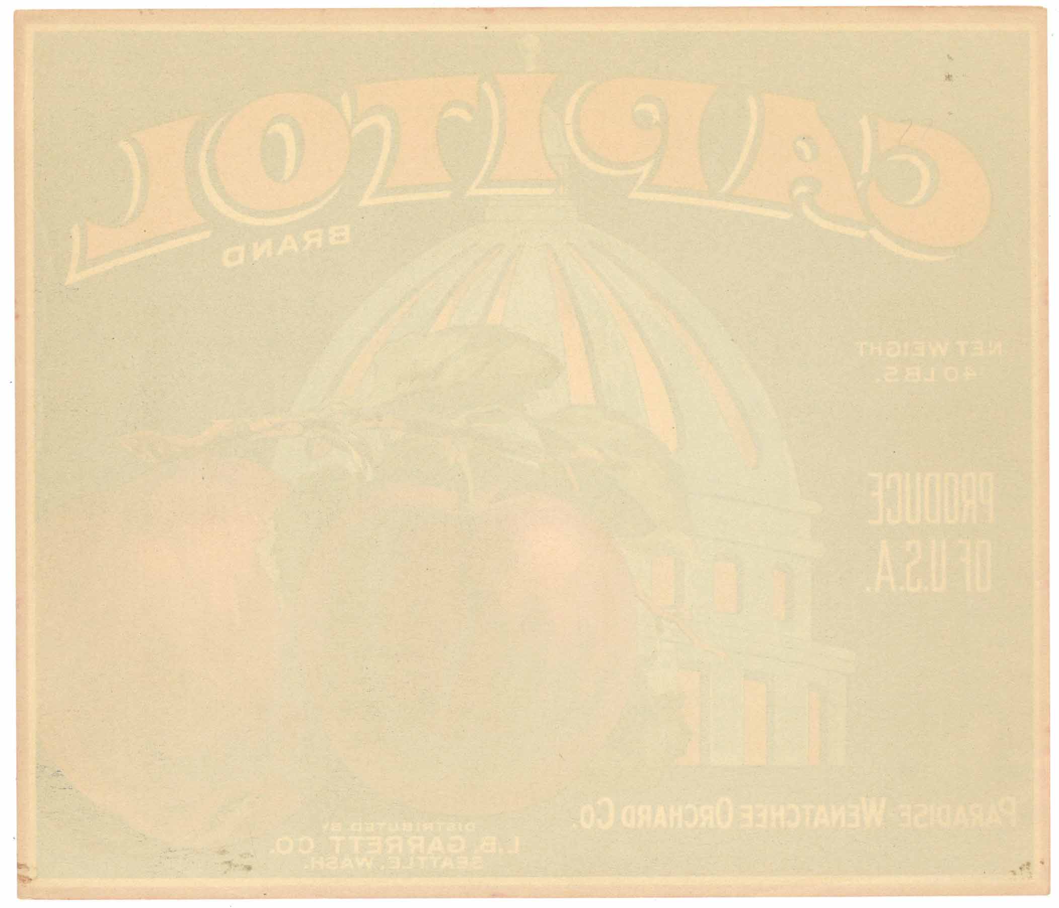 Capitol Brand Vintage Seattle Washington Apple Crate Label – thelabelman