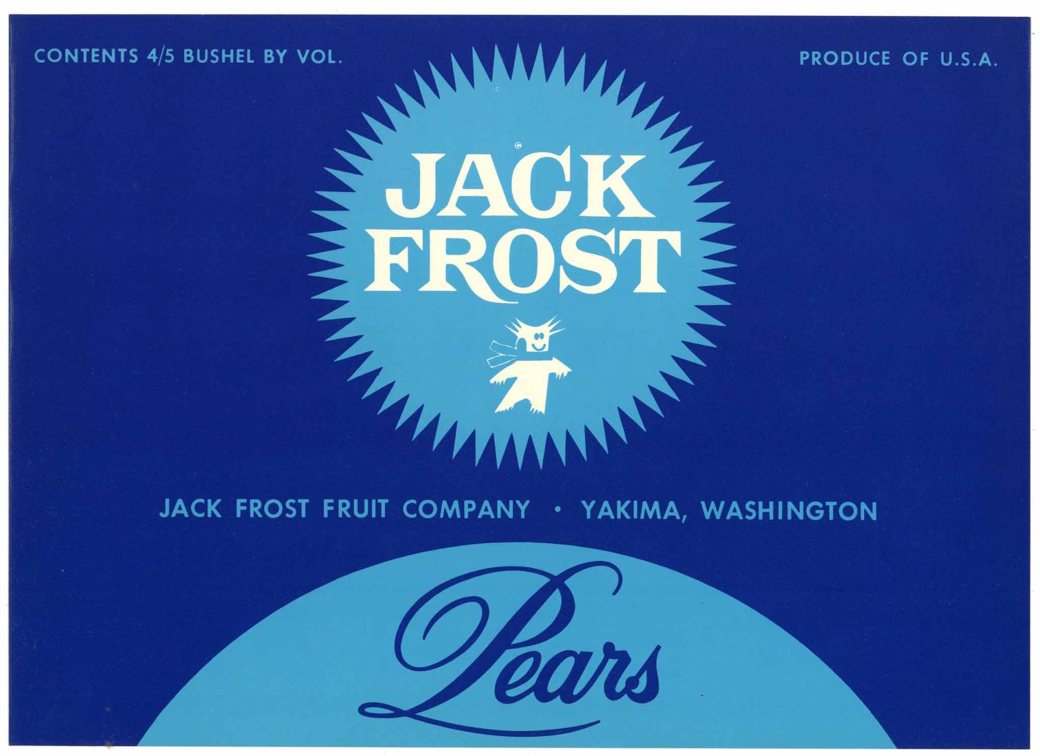 Jack Frost Brand Vintage Yakima Washington Pear Crate Label – thelabelman