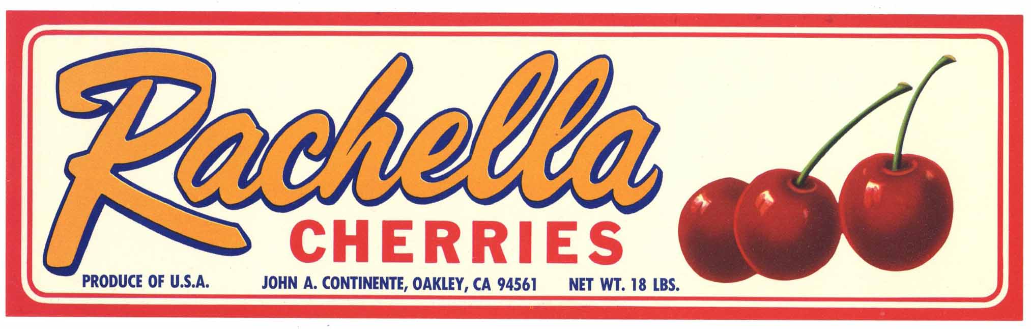 Rachella Brand Vintage Oakley California Cherry Crate Label – thelabelman