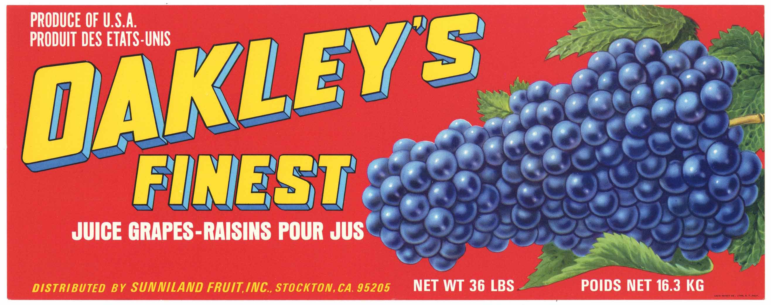 Oakley's Finest Brand Vintage Wine Grape Crate Label – thelabelman