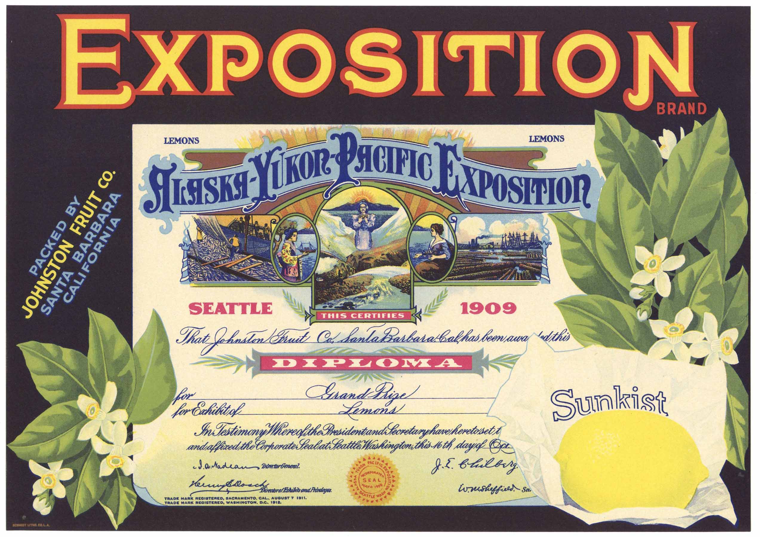 Exposition Brand Vintage Santa Barbara Lemon Crate Label – thelabelman