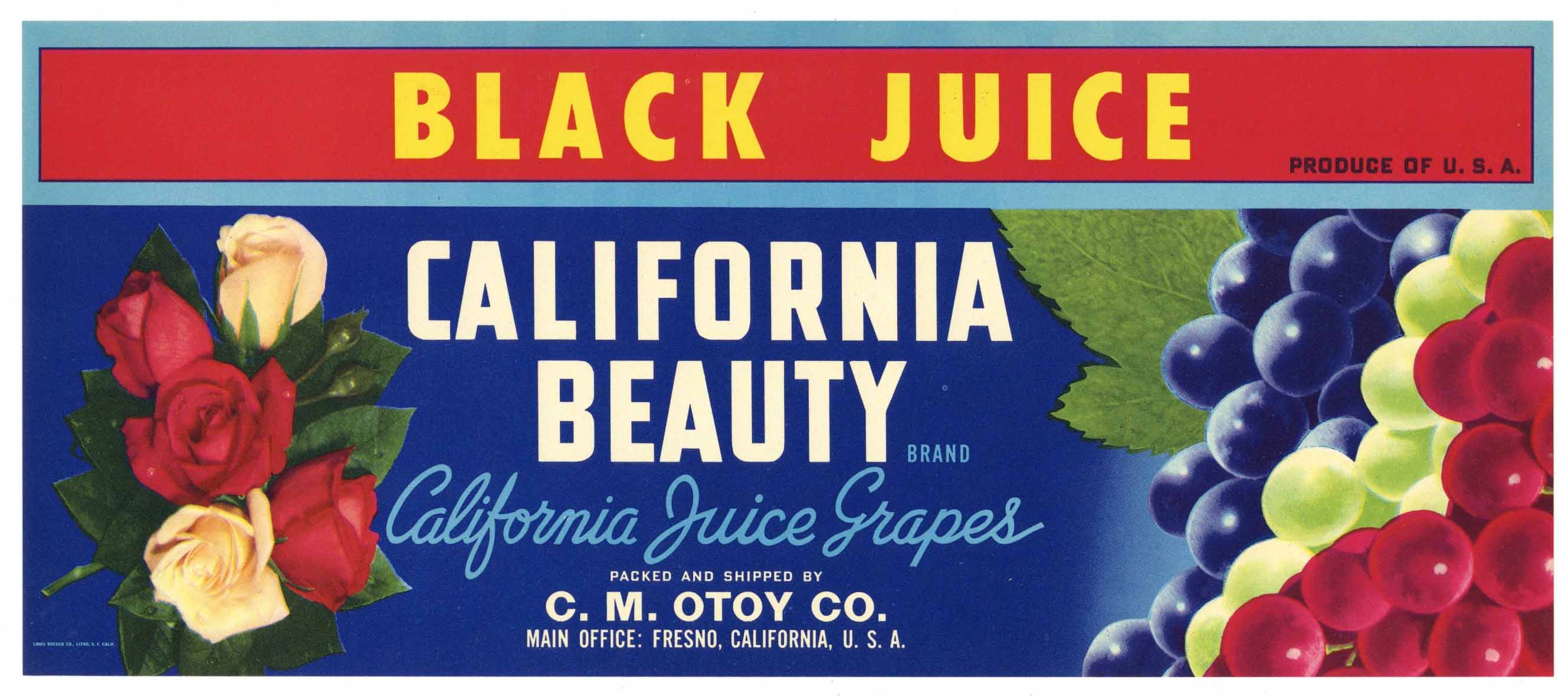 California Beauty Brand Vintage Wine Grape Crate Label – thelabelman