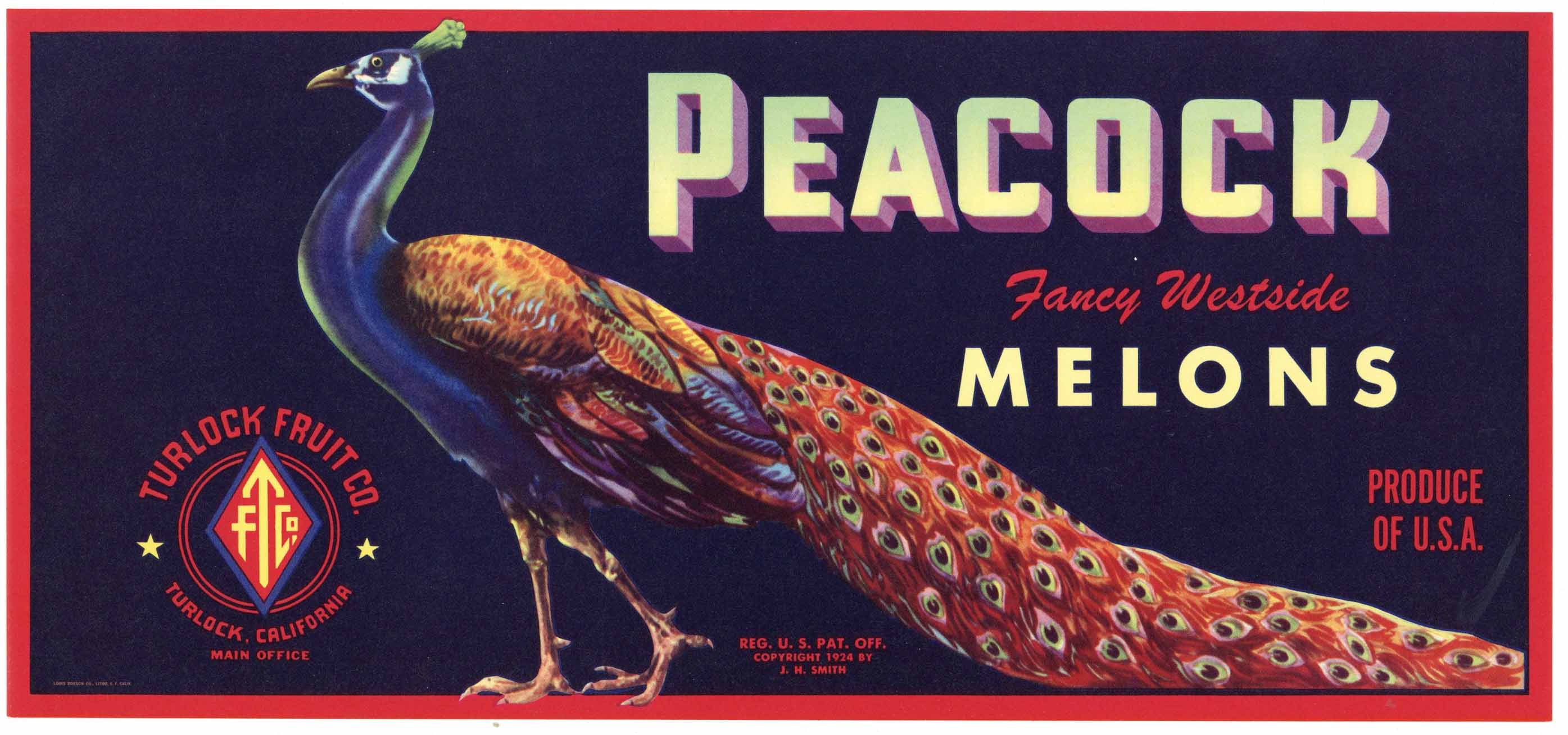 Peacock Brand Vintage Turlock Melon Crate Label – thelabelman