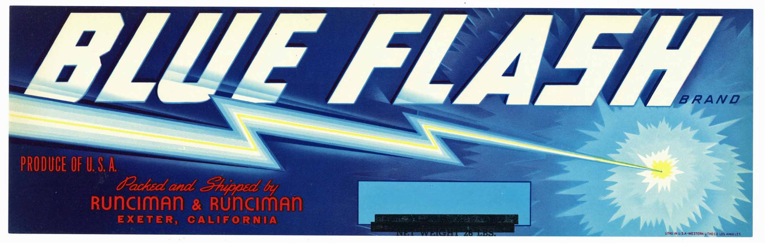 Blue Flash Brand Vintage Exeter Produce Crate Label – thelabelman