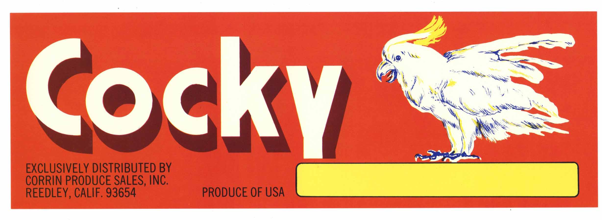 Cocky Brand Vintage Reedley Fruit Crate Label – thelabelman
