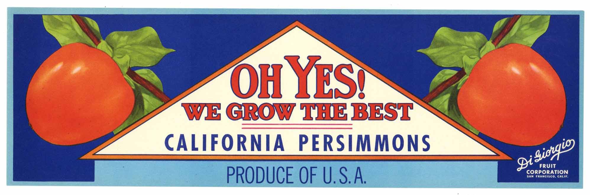 Oh Yes! Brand Vintage Persimmon Crate Label – thelabelman