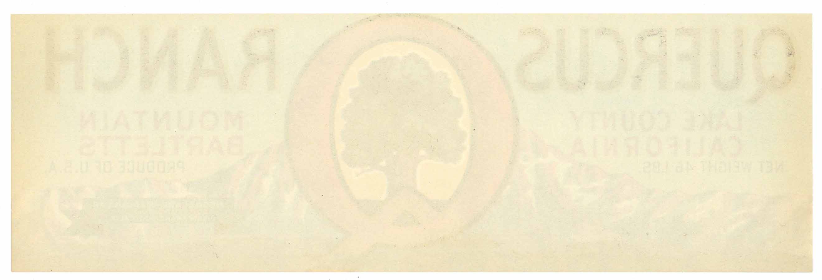 Quercus Ranch Brand Vintage Lake County Pear Crate Label, Lug – thelabelman