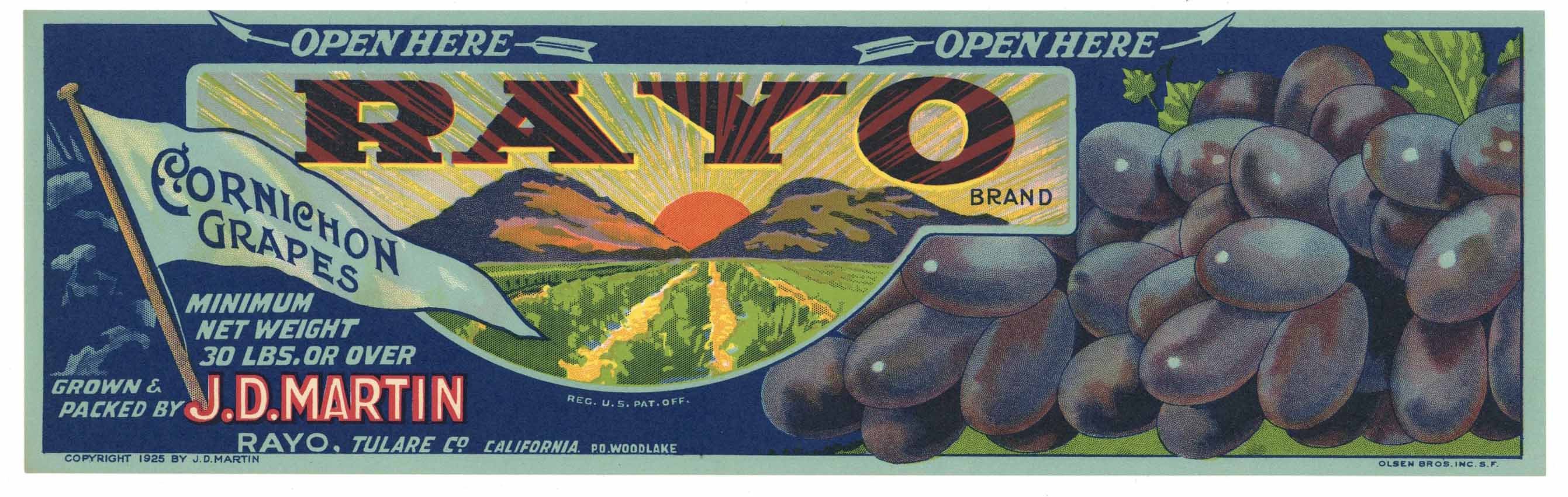 Rayo Brand Vintage California Grape Crate Label – thelabelman