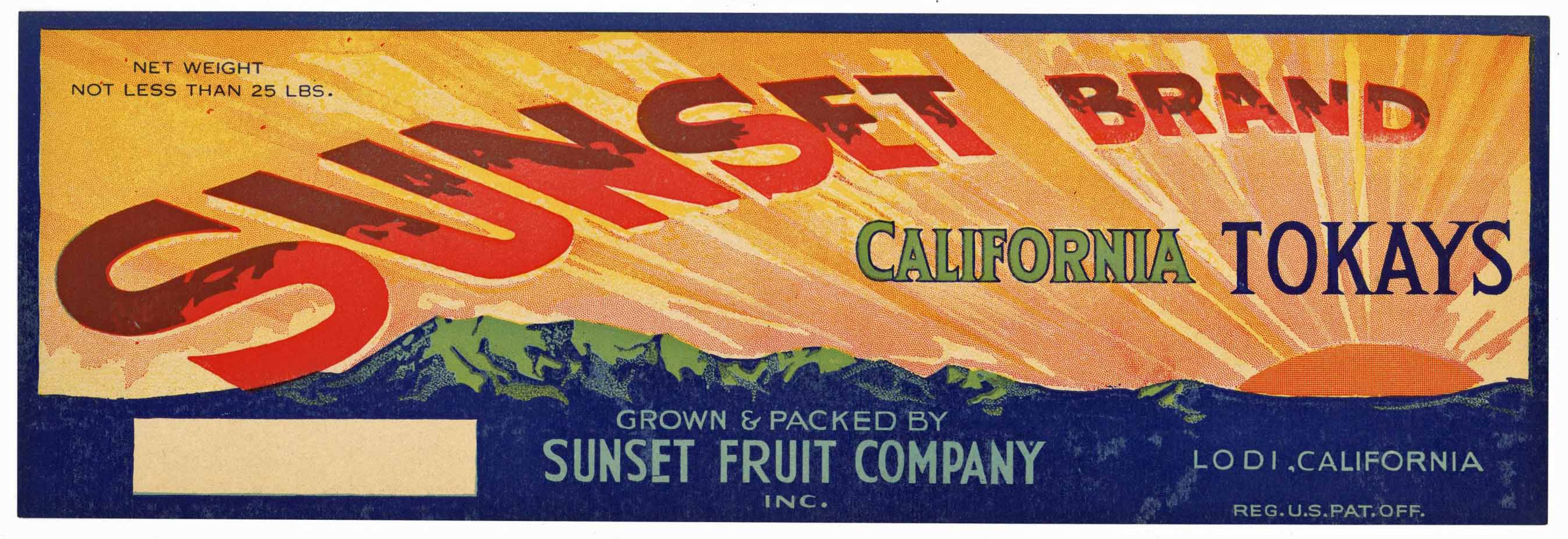 Sunset Brand Vintage Lodi Tokay Grape Crate Label – thelabelman