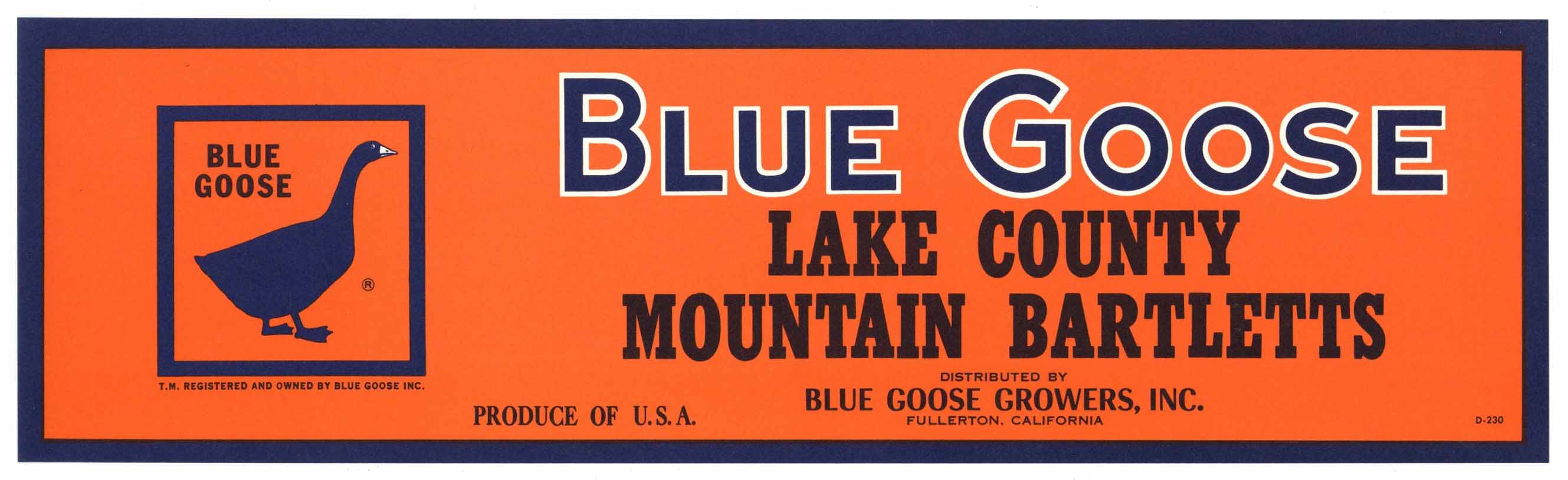 Blue Goose Brand Vintage Lake County Mountain Bartlett Pear Crate Labe ...