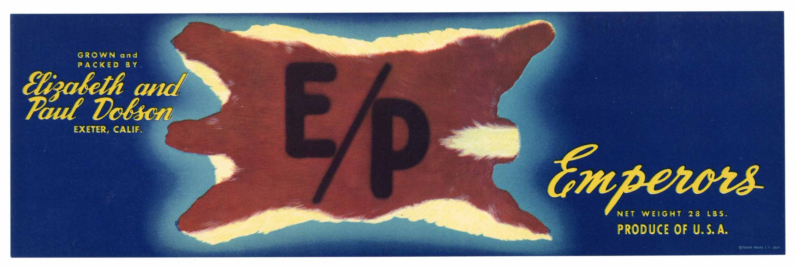 E / P Brand Vintage Exeter Emperor Grape Crate Label – thelabelman