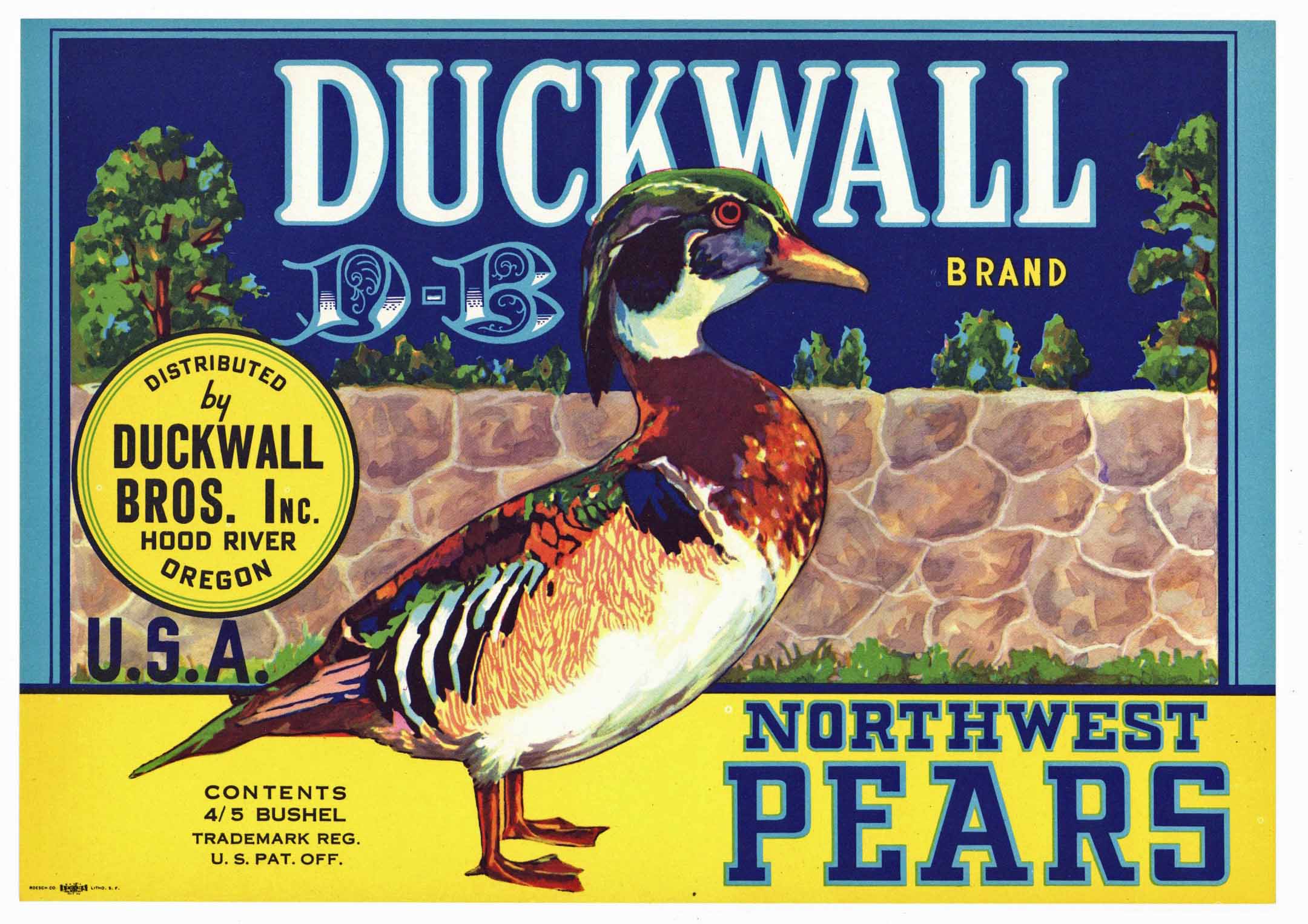 Duckwall Brand Vintage Hood River Oregon Pear Crate Label, rock ...