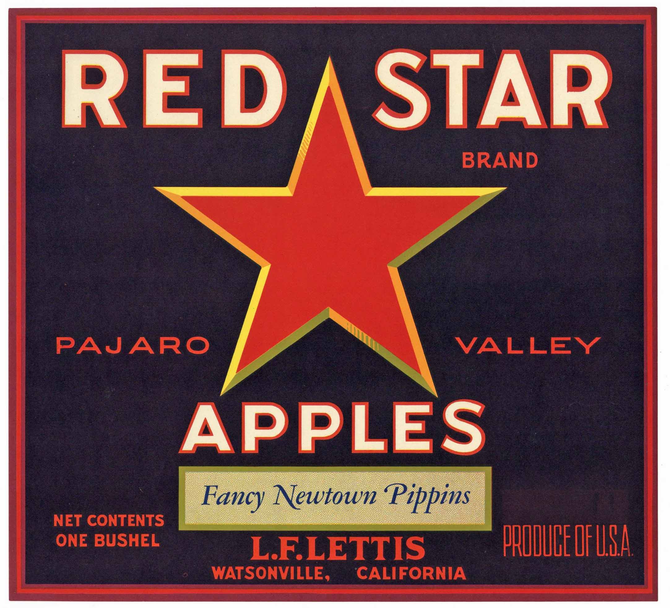 Red Star Brand Watsonville Apple Crate Label – thelabelman