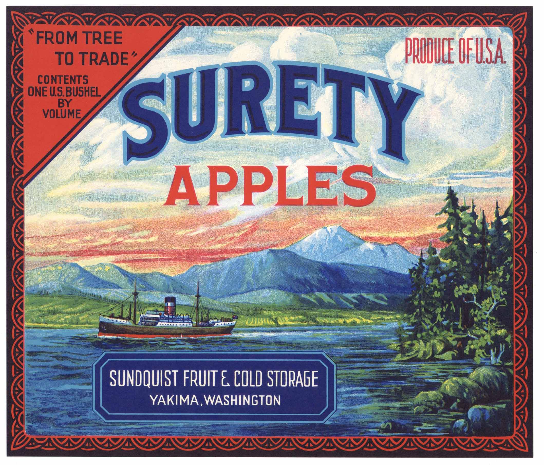 Surety Brand Vintage Yakima Washington Apple Crate Label – thelabelman