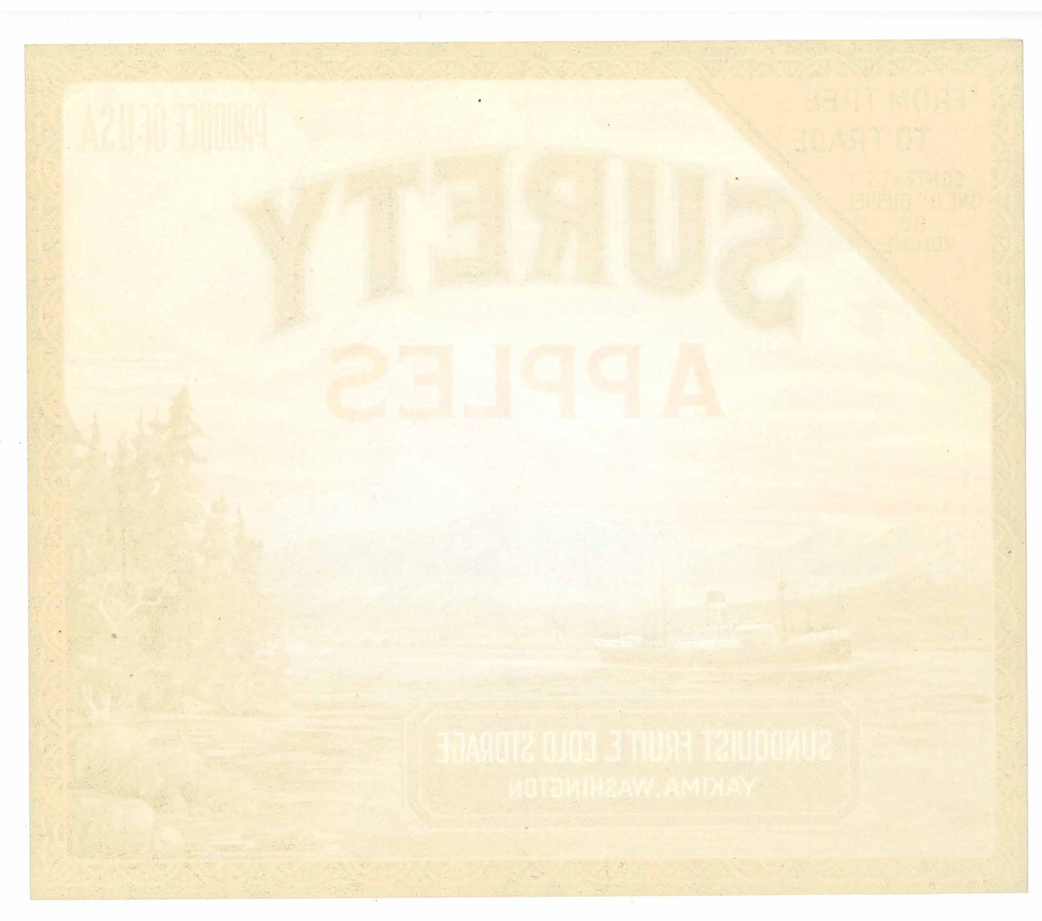 Surety Brand Vintage Yakima Washington Apple Crate Label – thelabelman