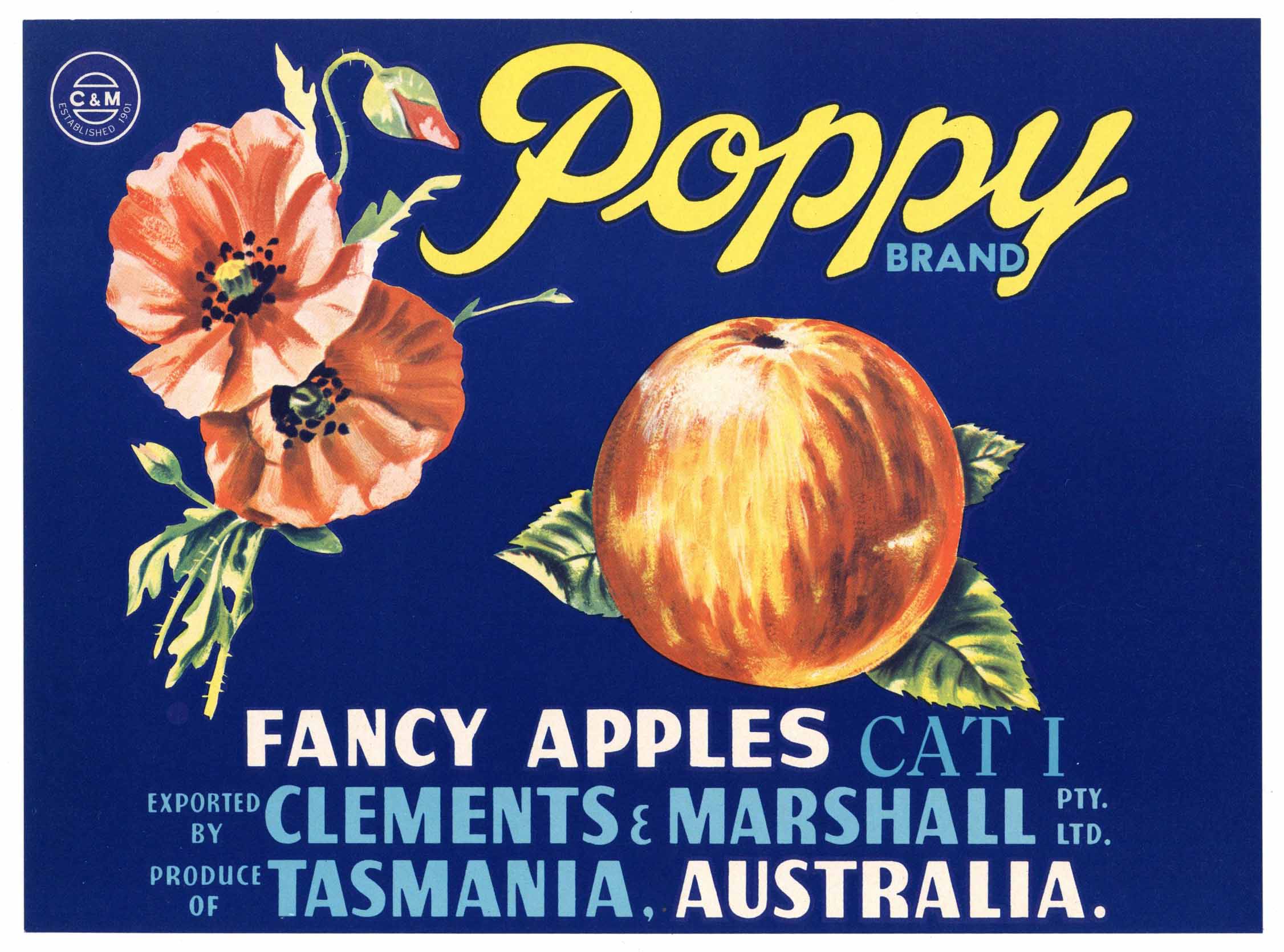 Poppy Brand Vintage Tasmania Australia Apple Crate Label – thelabelman