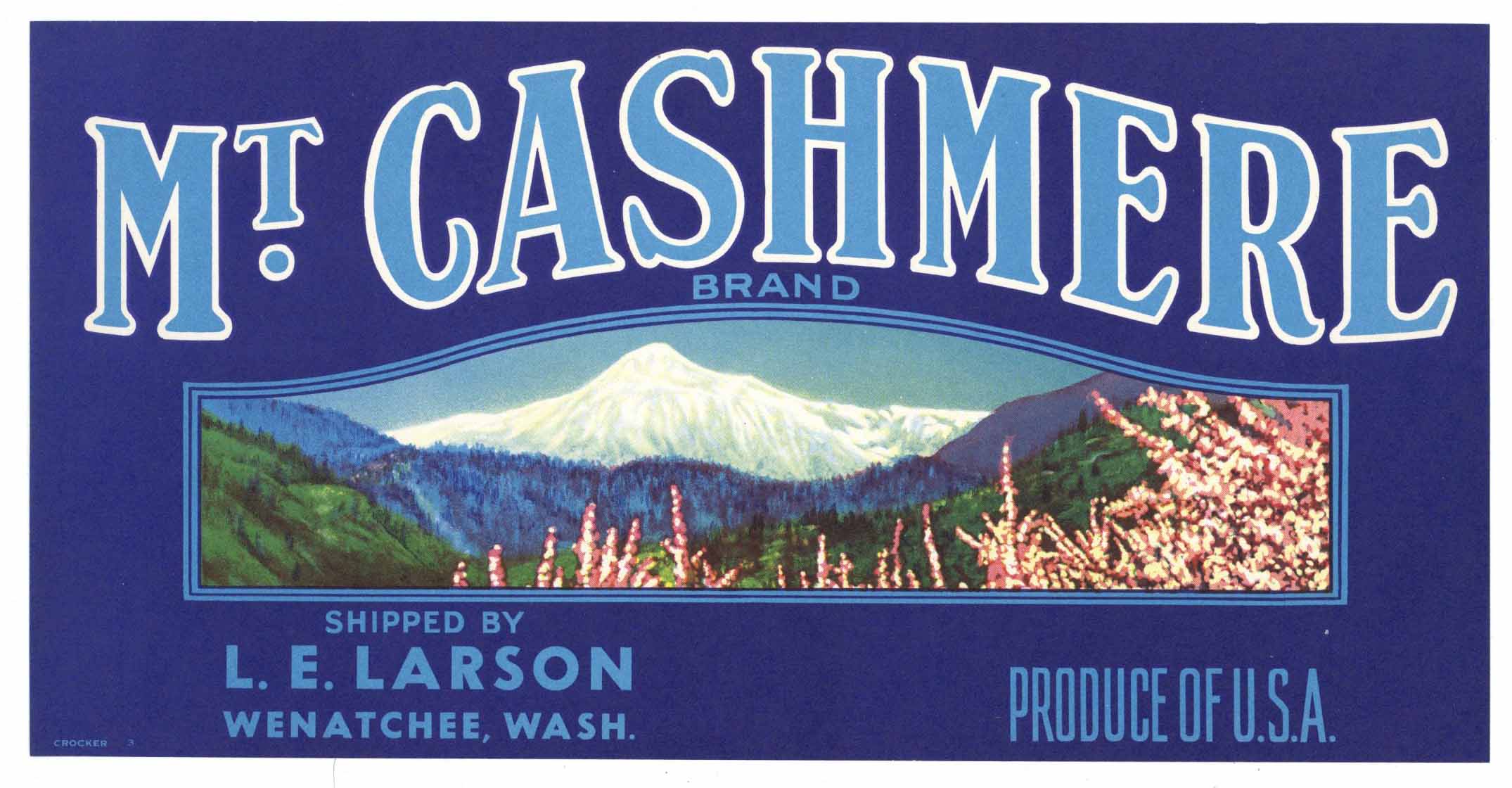 Mt. Cashmere Brand Vintage Wenatchee Washington Apple Crate Label, lug ...