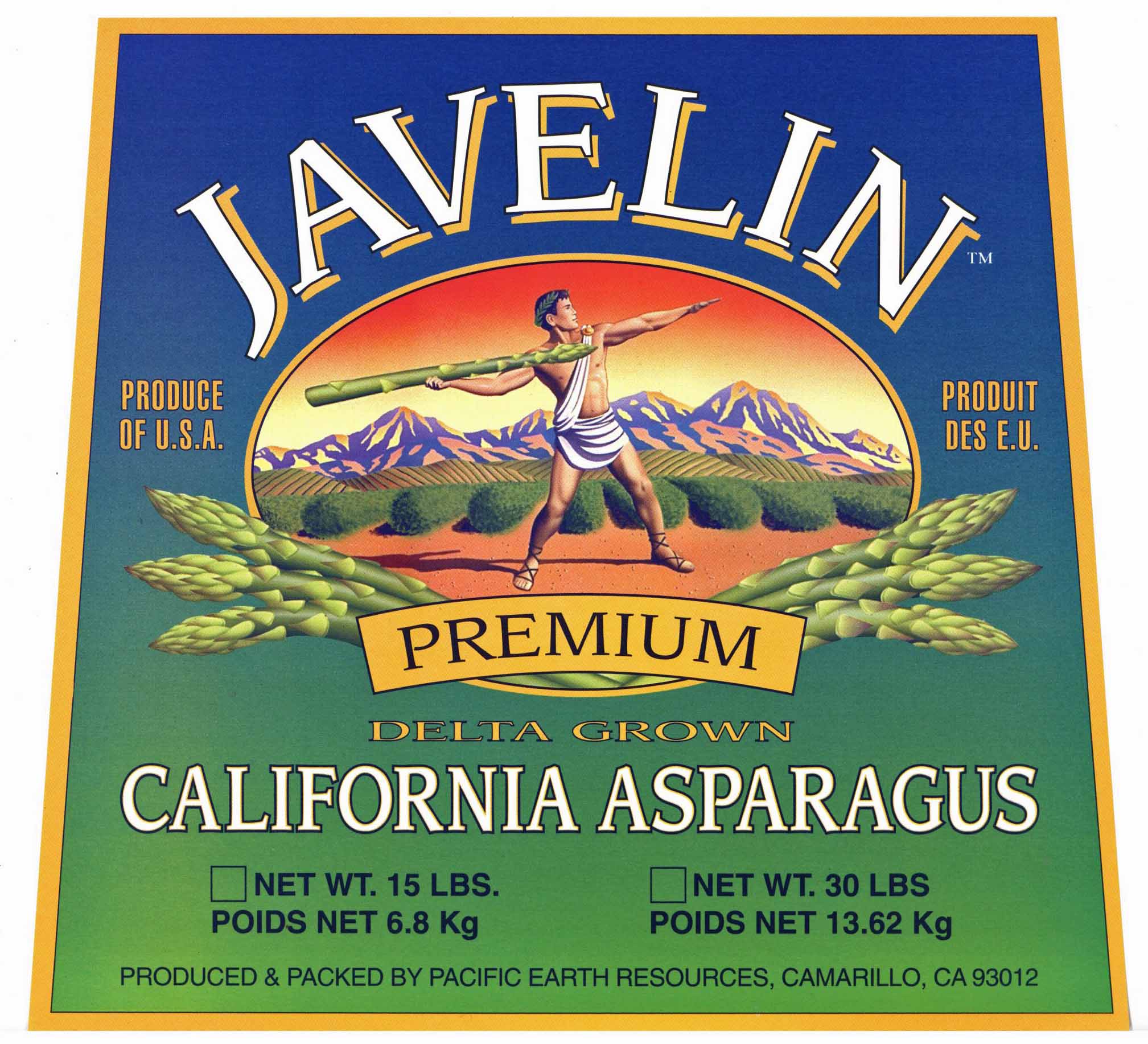 Javelin Brand Vintage Camarillo Asparagus Crate Label – thelabelman