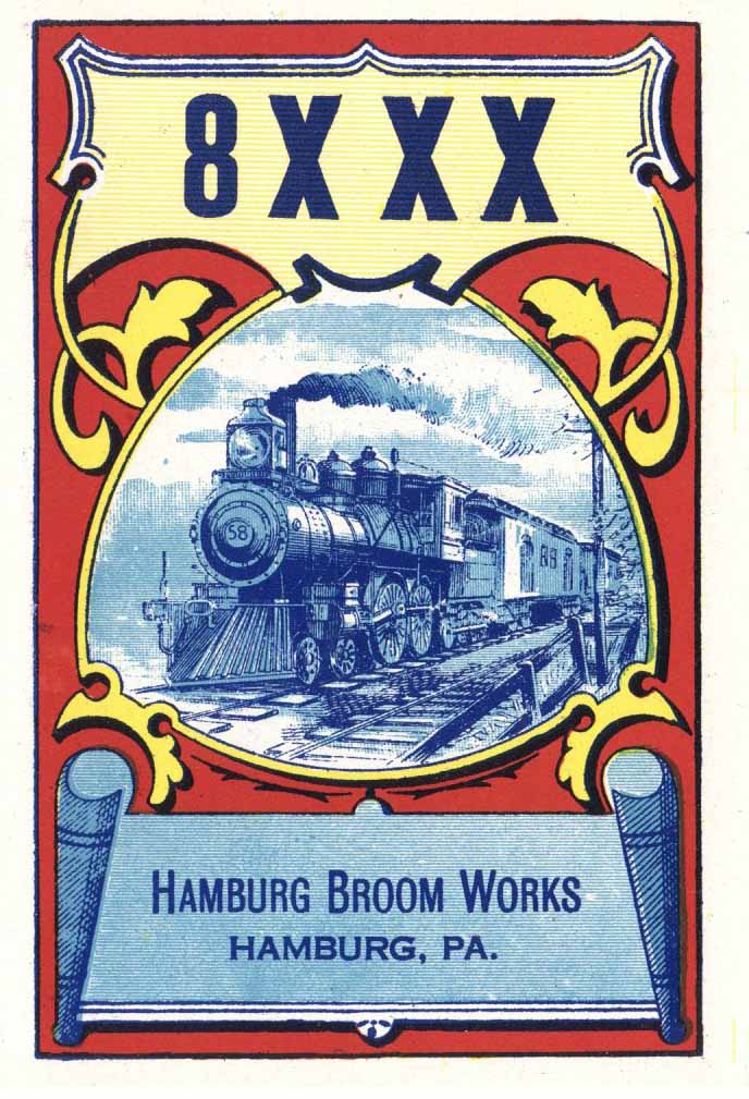 8XXX Brand Vintage Hamburg Pennsylvania Broom Label – thelabelman