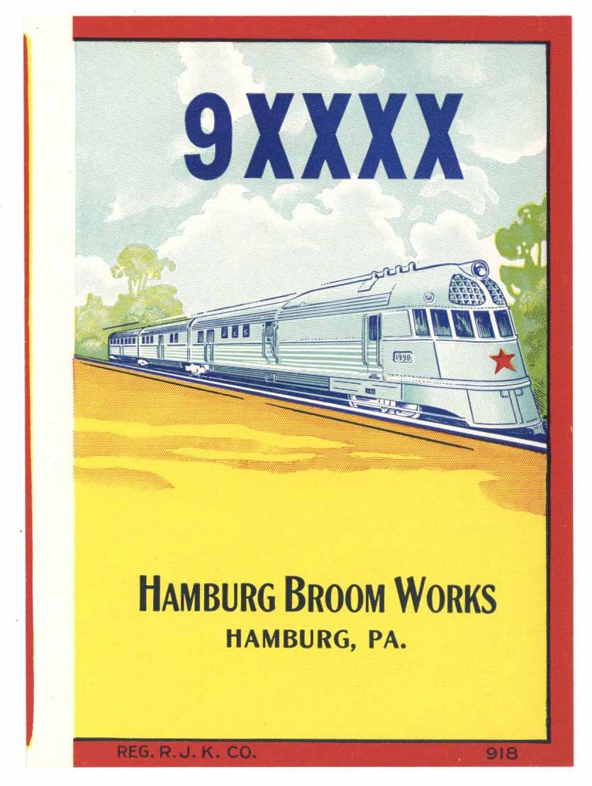 9XXXX Brand Vintage Hamburg Pennsylvania Broom Label – thelabelman