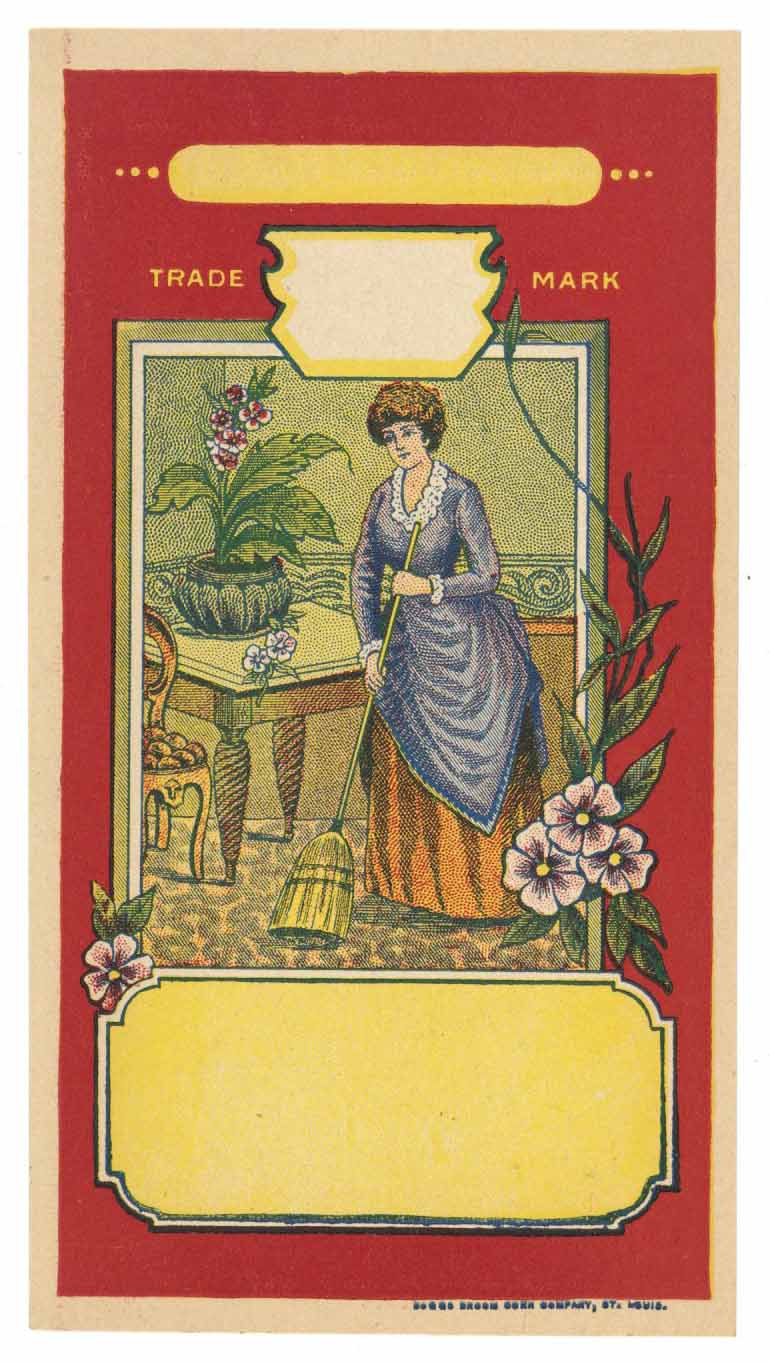 Victorian Woman Sweeping Vintage Stock Broom Label – thelabelman