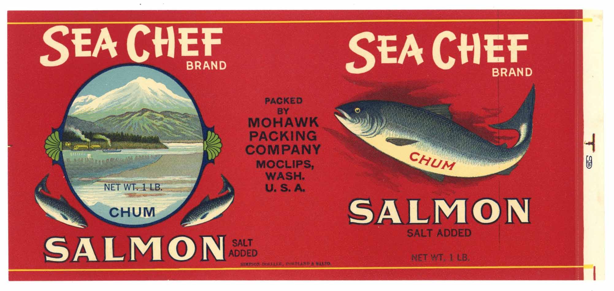 Sea Chef Brand Vintage Moclips Washington Salmon Can Label – thelabelman