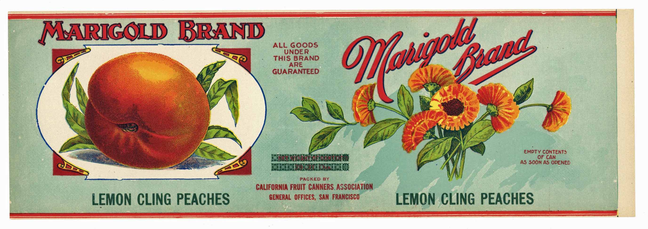 Marigold Brand Vintage Peach Can Label, op – thelabelman