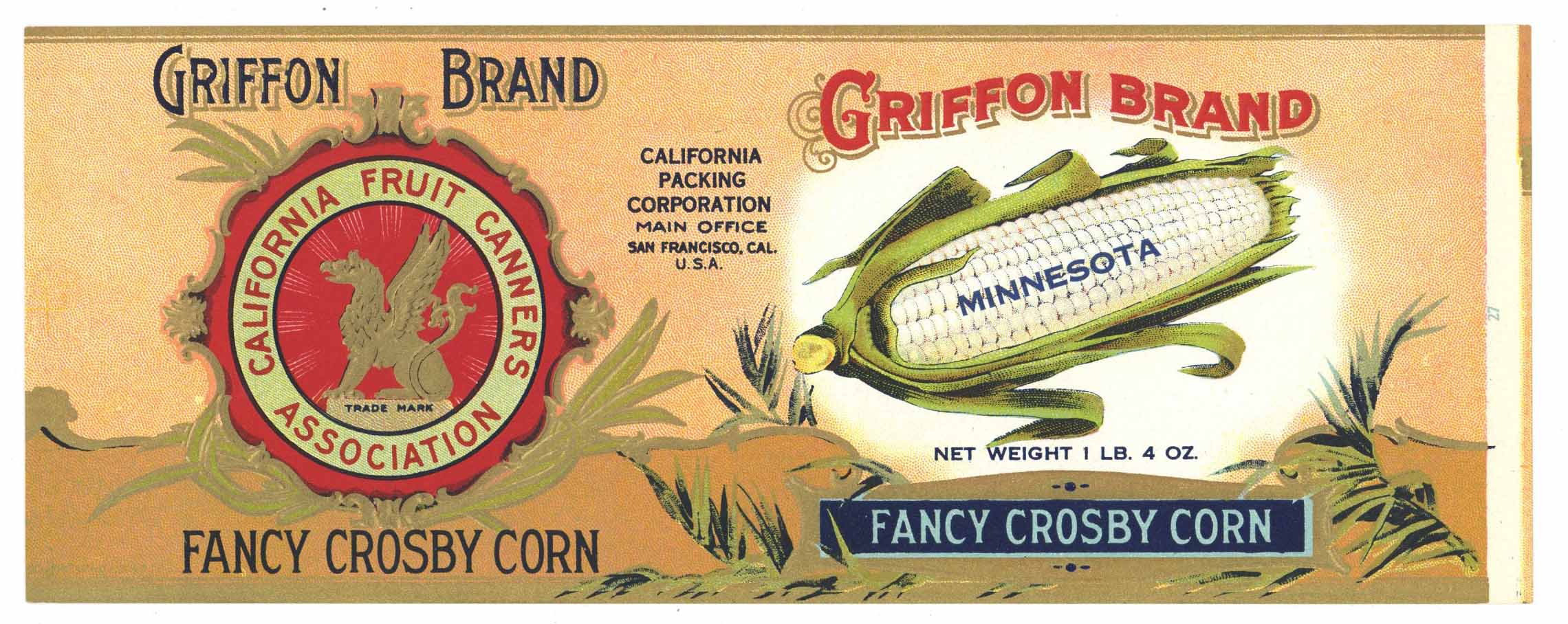 Griffon Brand Vintage Crosby Corn Can Label – thelabelman