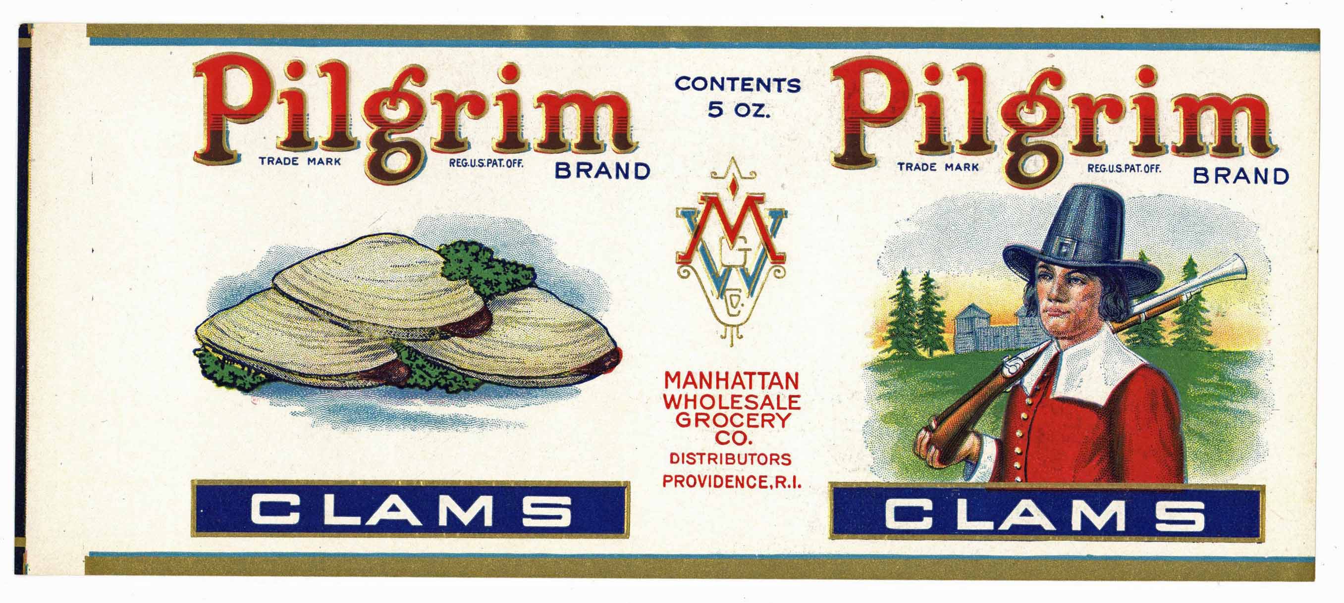 Pilgrim Brand Vintage Rhode Island Clam Can Label – thelabelman