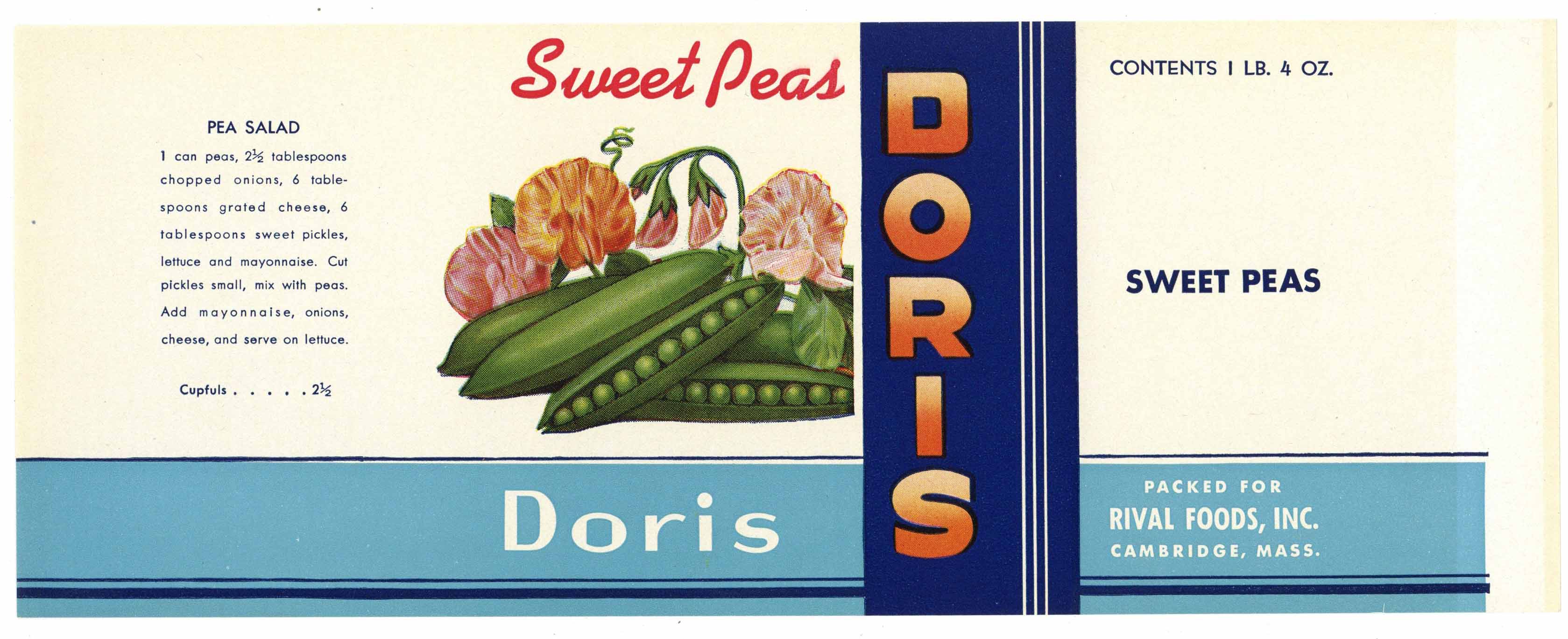 Doris Brand Vintage Sweet Peas Can Label – thelabelman
