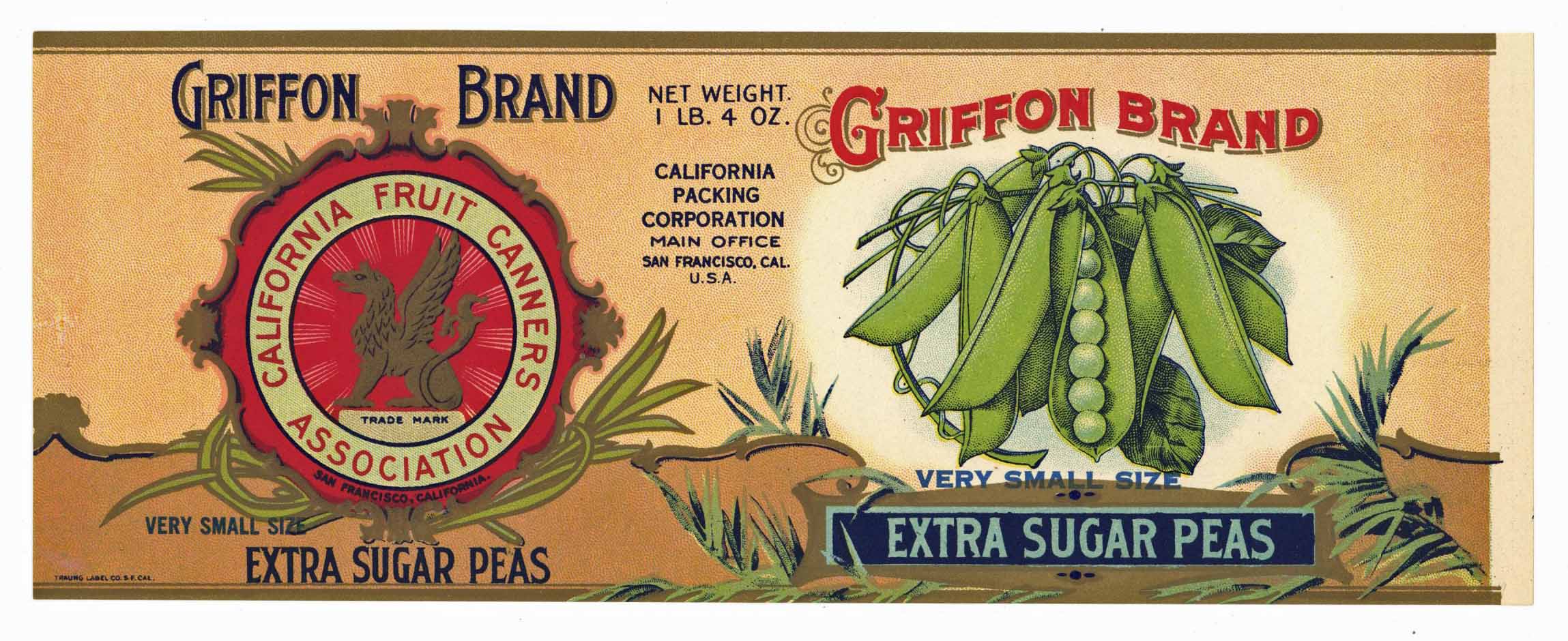 Griffon Brand Vintage Sugar Peas Can Label – thelabelman