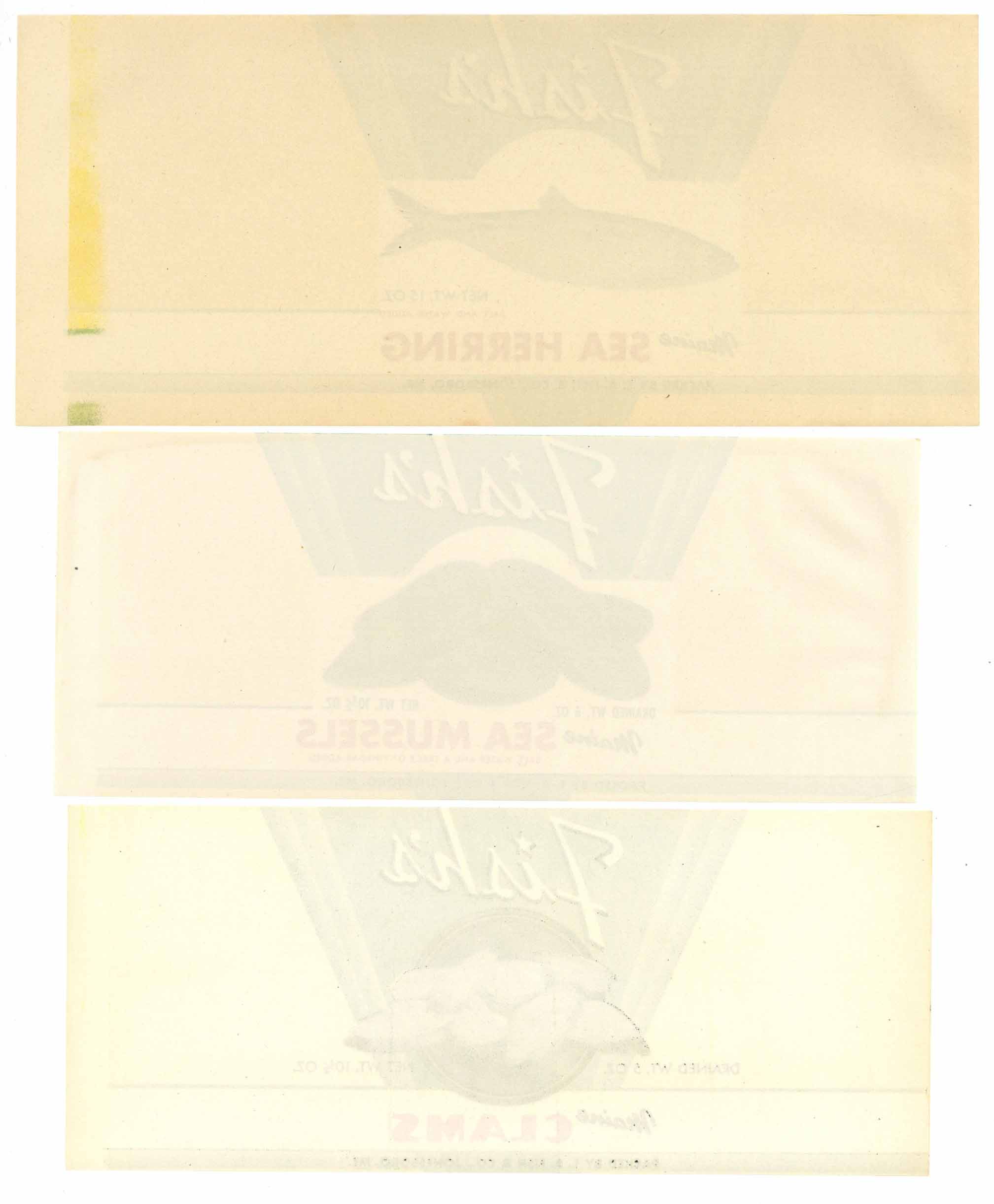 Fish's Brand Vintage Set Of Three Seafood Can Labels, Clams, Mussels ...